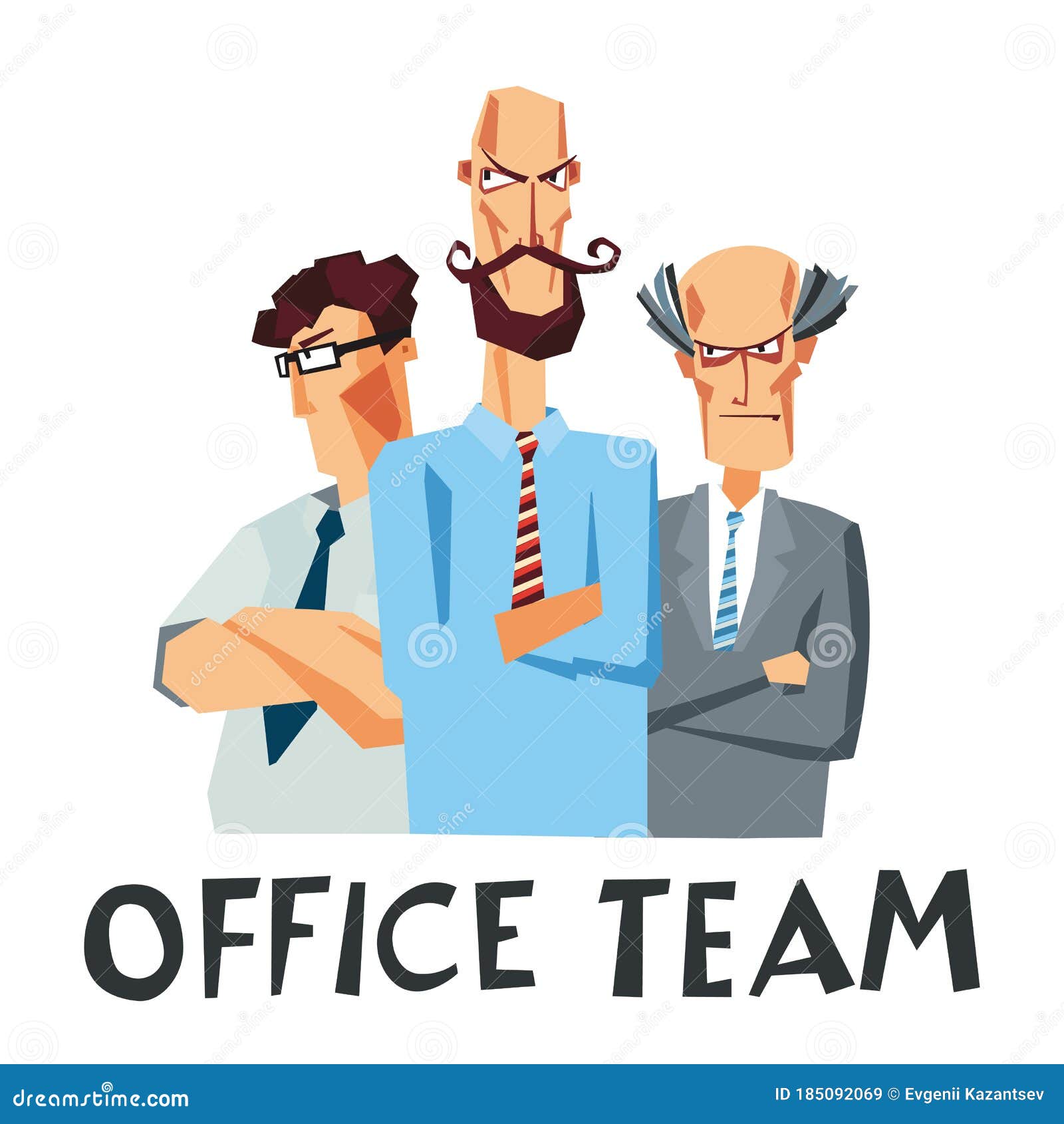 Office Team. Harsh Comic Cartoon Characters Stock Vector - Illustration ...