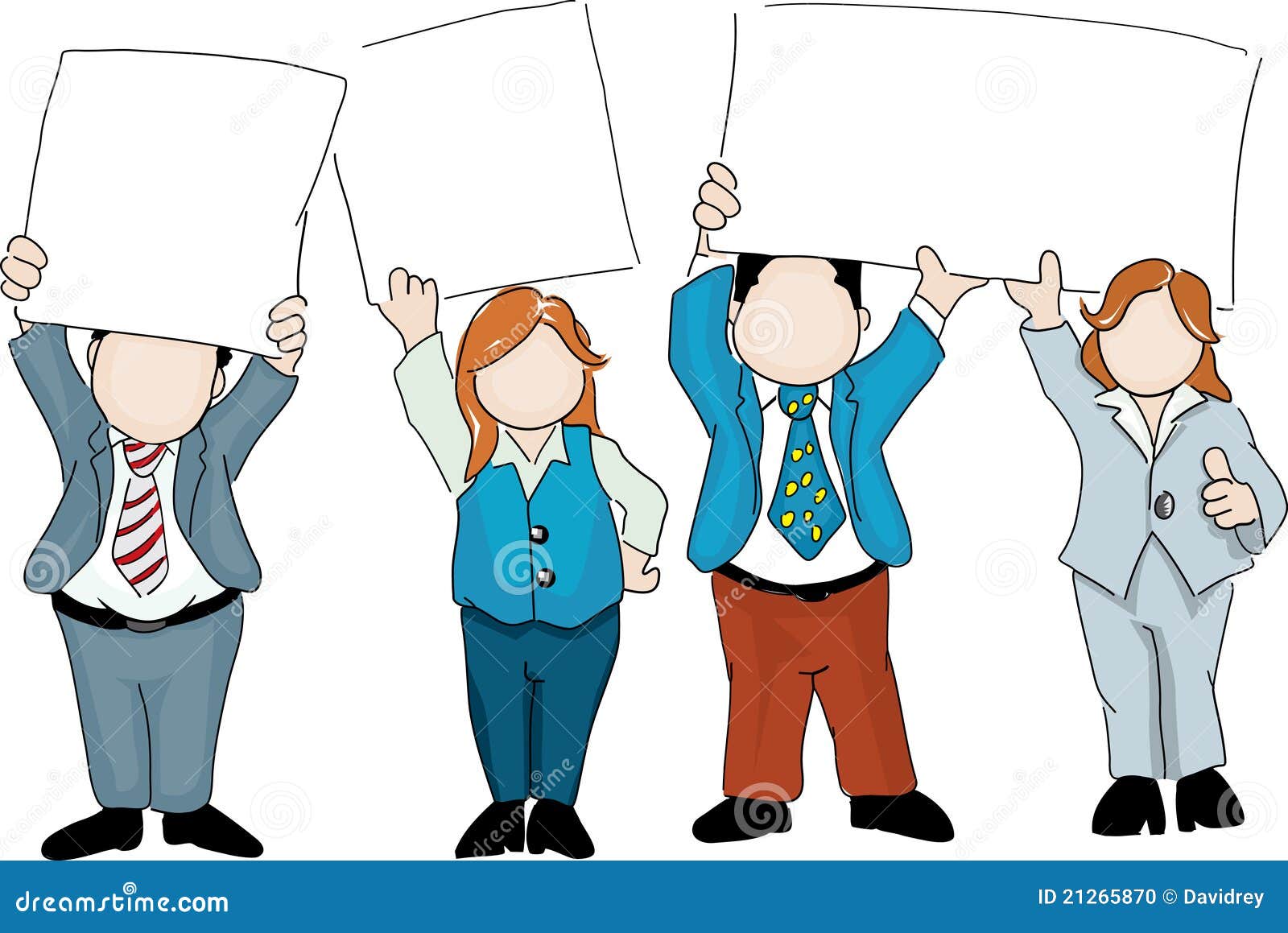 Office team holding signs stock vector. Illustration of cartoon - 21265870