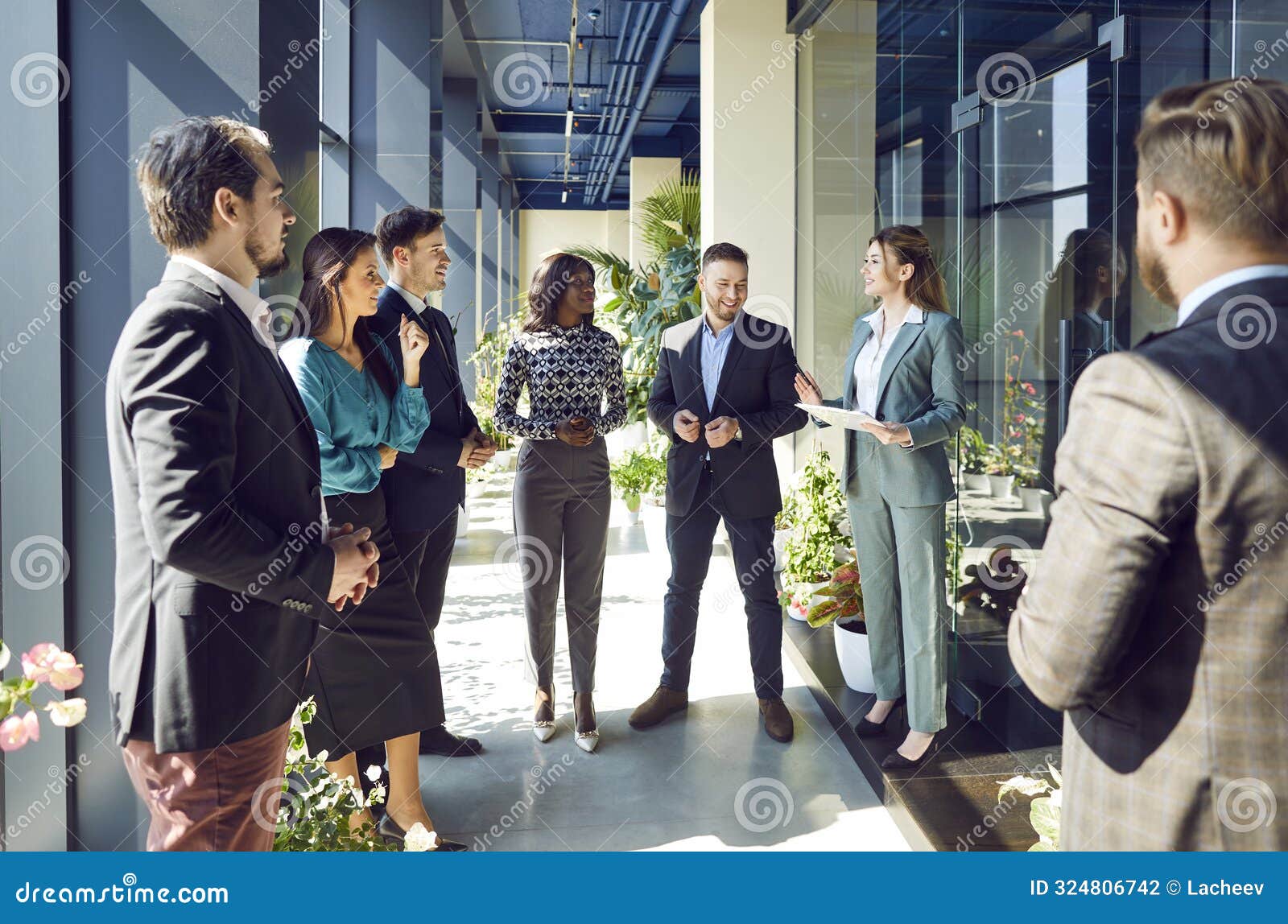 Office Team Participating in Group Work Meeting or Presentation Stock ...