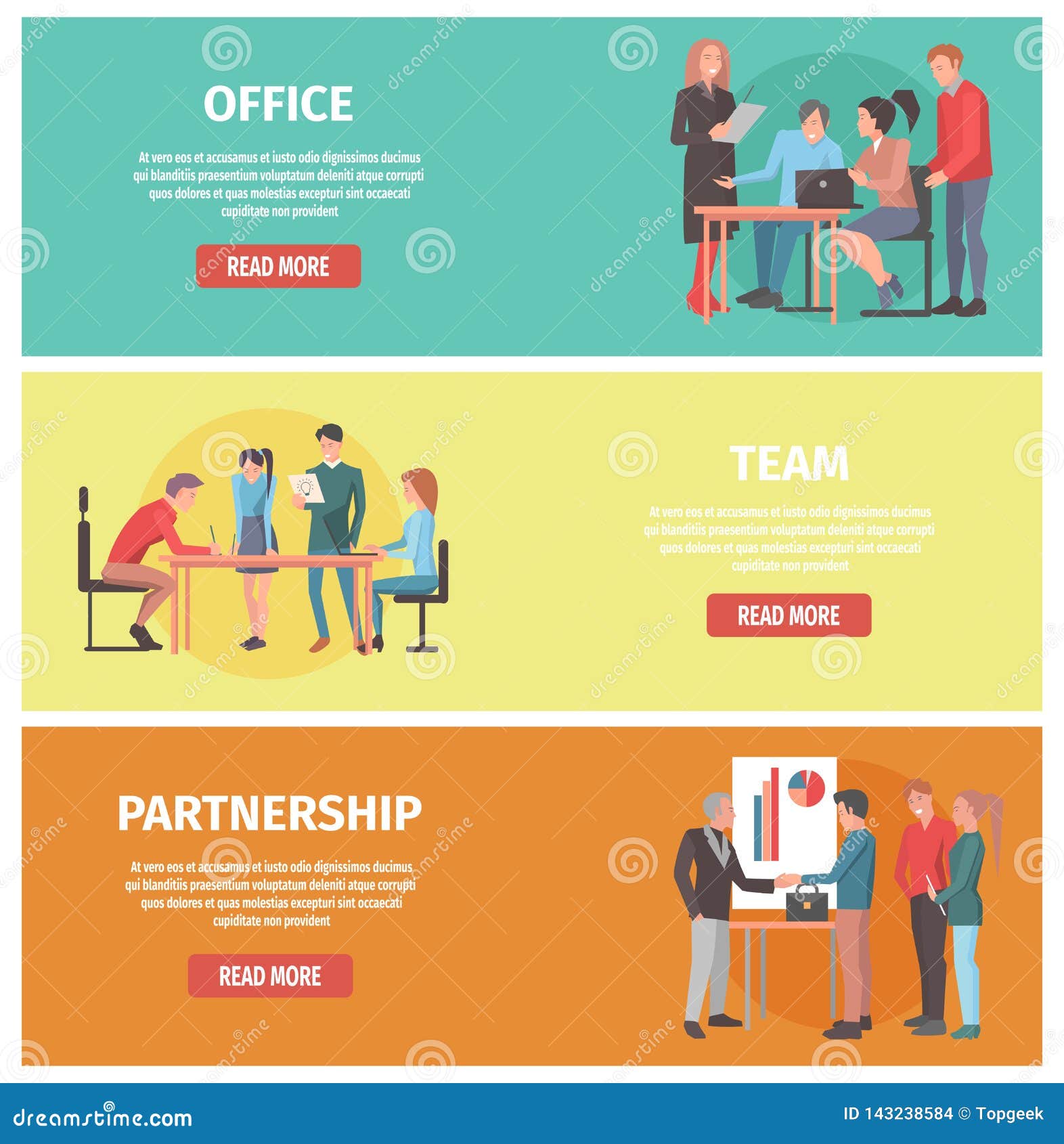Office Team Partnership Posters with Text Set Stock Vector ...