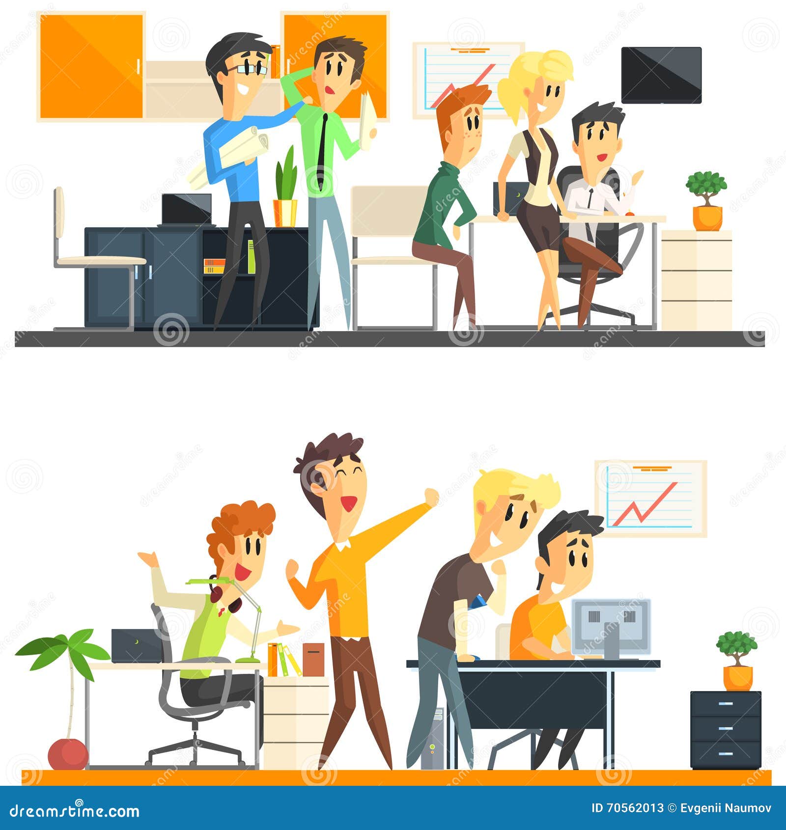 Office Team Two Illustrations Collection Stock Vector - Illustration of ...