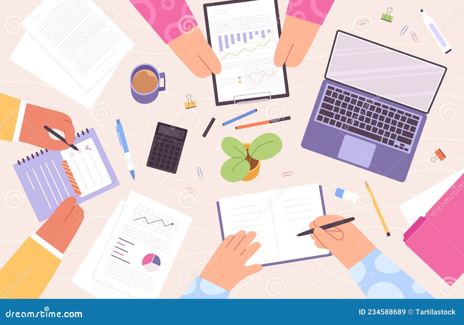 Set Of Documents With Graphics And Charts Vector Illustration ...