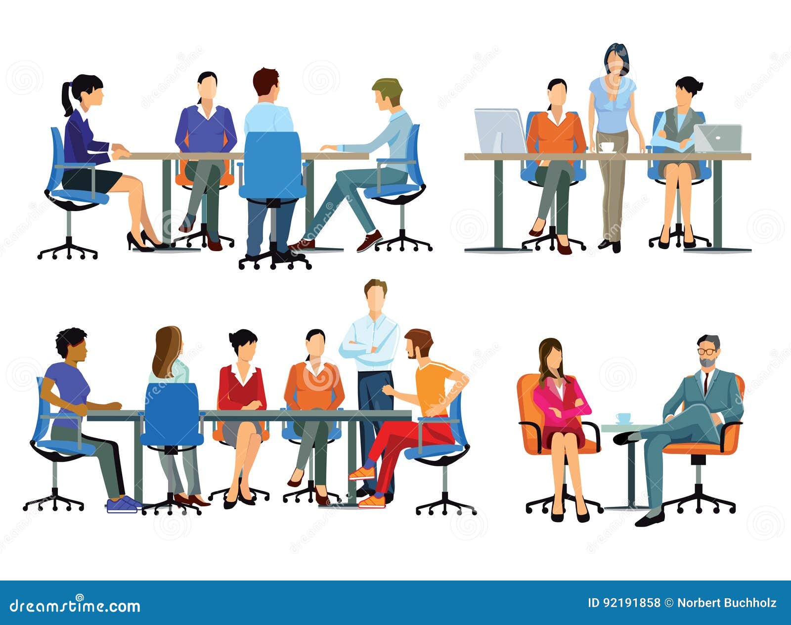 Office teams stock vector. Illustration of seating, collection - 92191858