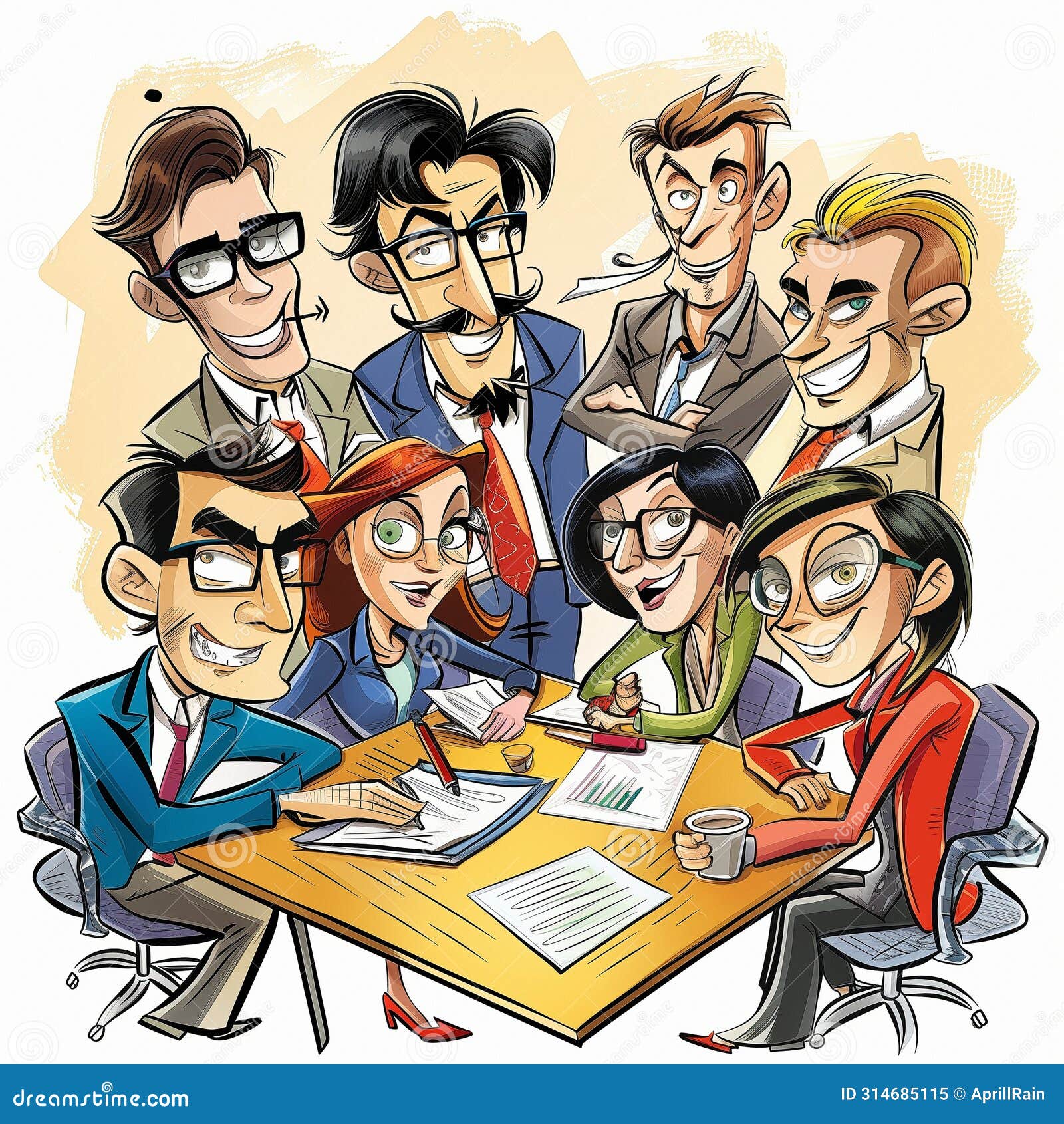 Office Teamwork in Cartoon Style Stock Image - Image of corporate ...