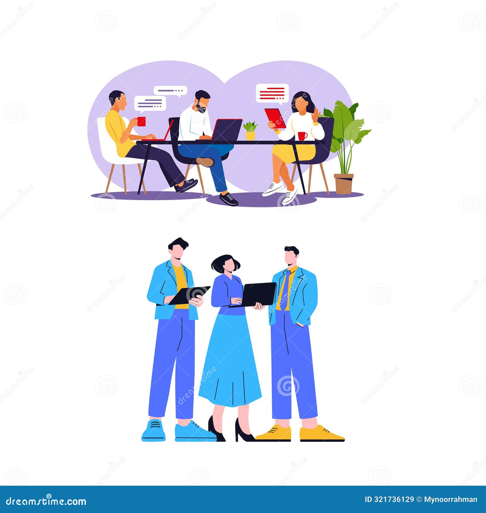Office Teamwork Vector Art Illustration Stock Illustration ...