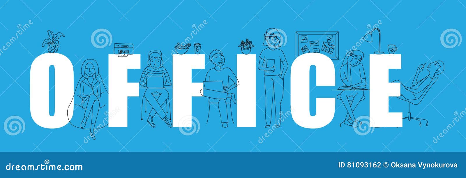 Office text vector concept stock vector. Illustration of sketch - 81093162