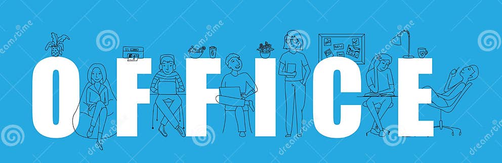 Office text vector concept stock vector. Illustration of sketch - 81093162