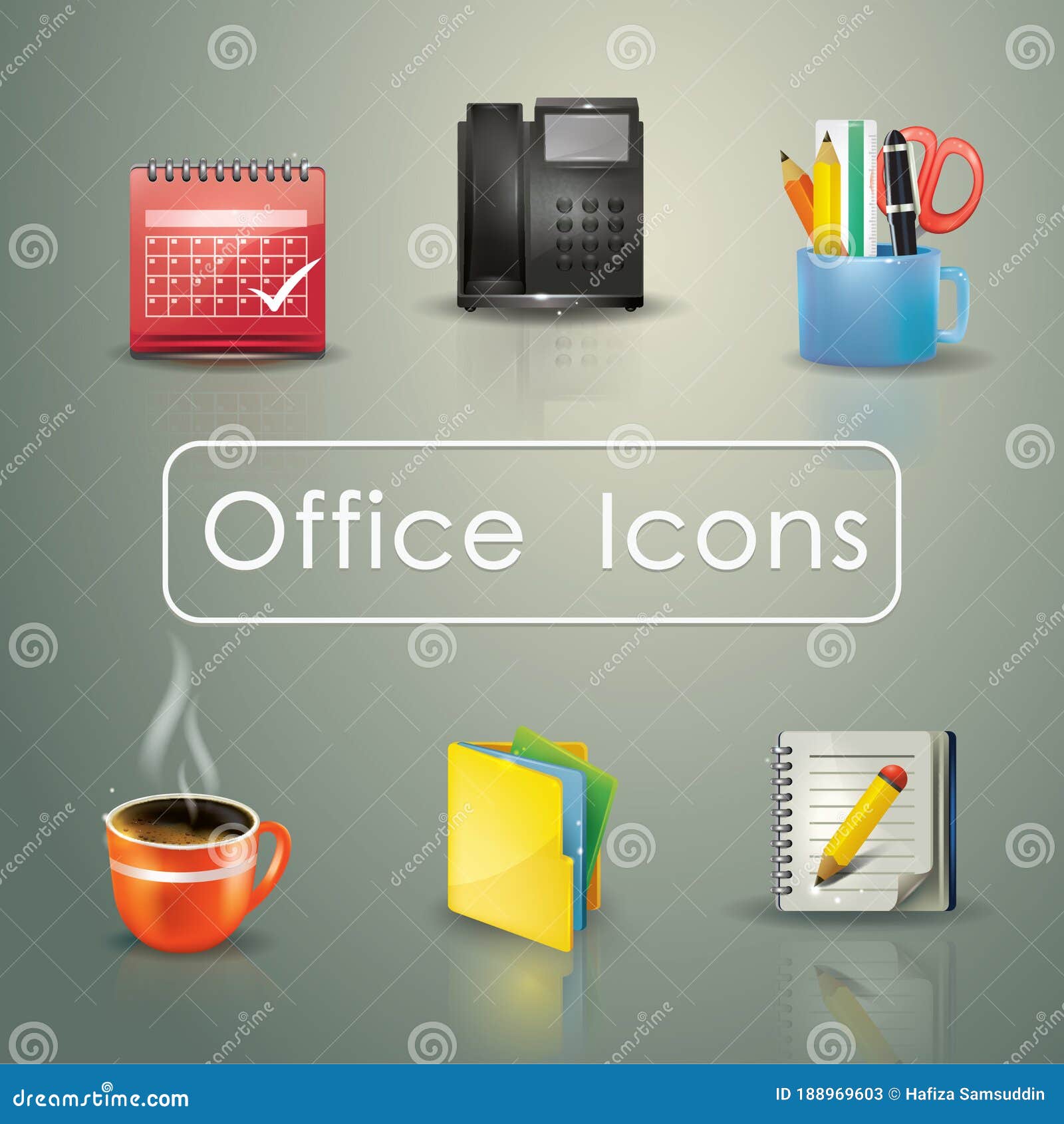 Office Themed Icons. Vector Illustration Decorative Design Stock Vector ...