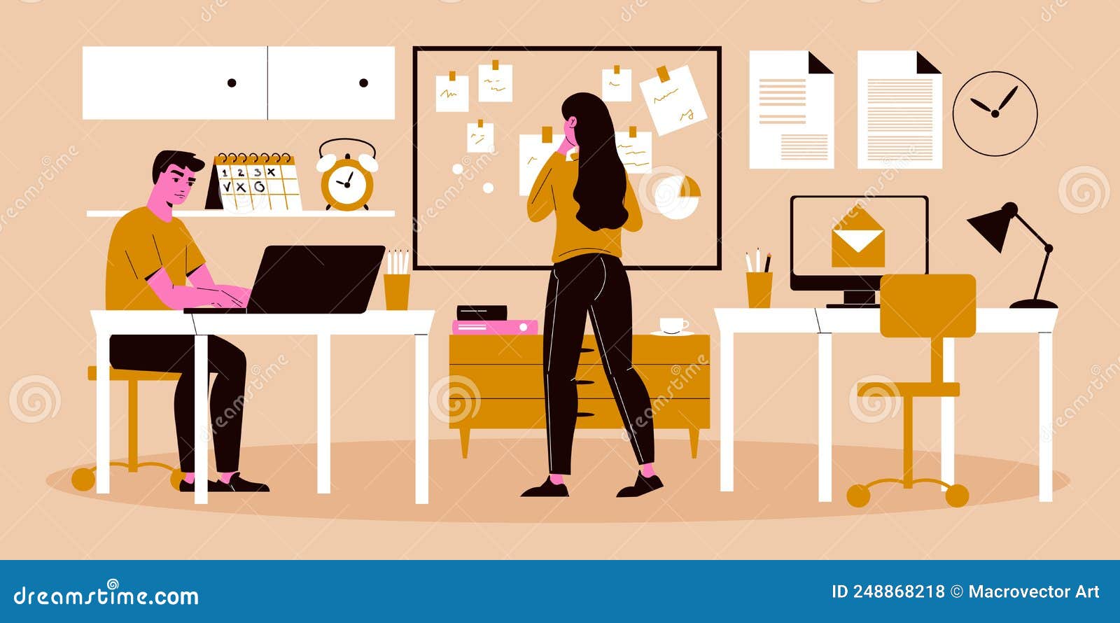 Office Time Management Composition Stock Vector - Illustration of ...