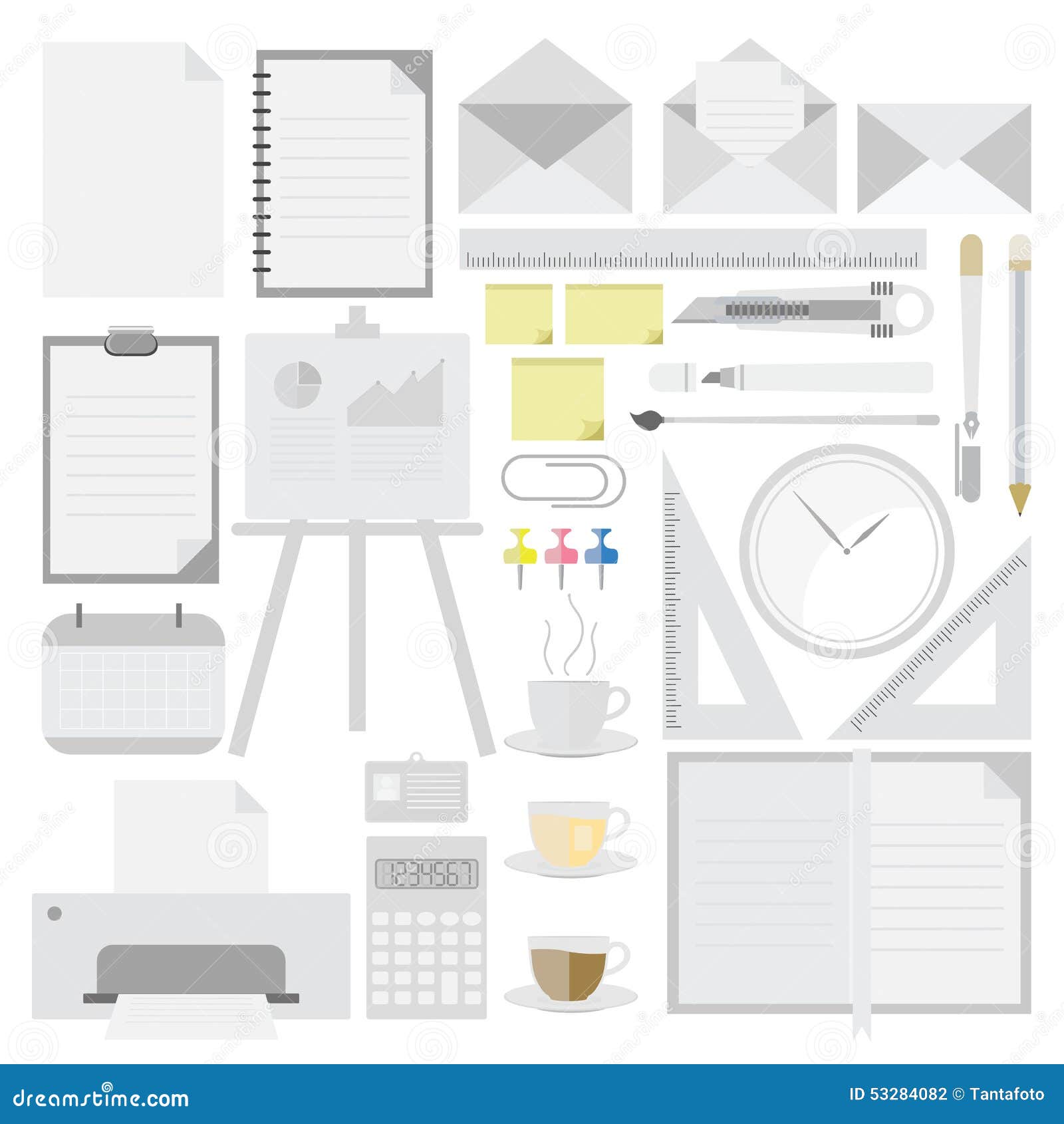 Office Tool Supplies. Vector. Stock Vector - Illustration of hour ...