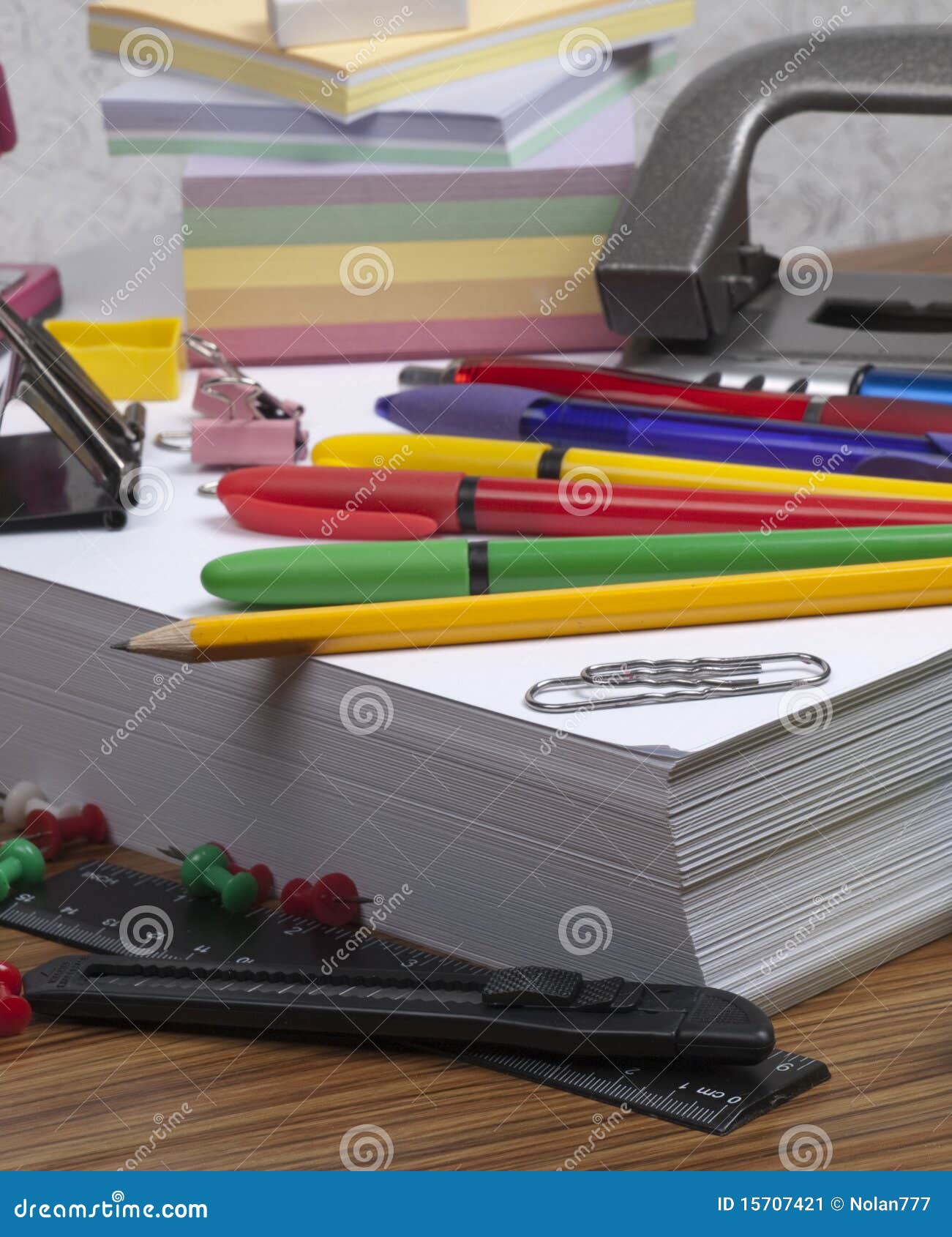 Office tools stock image. Image of magenta, sticker, pile - 15707421
