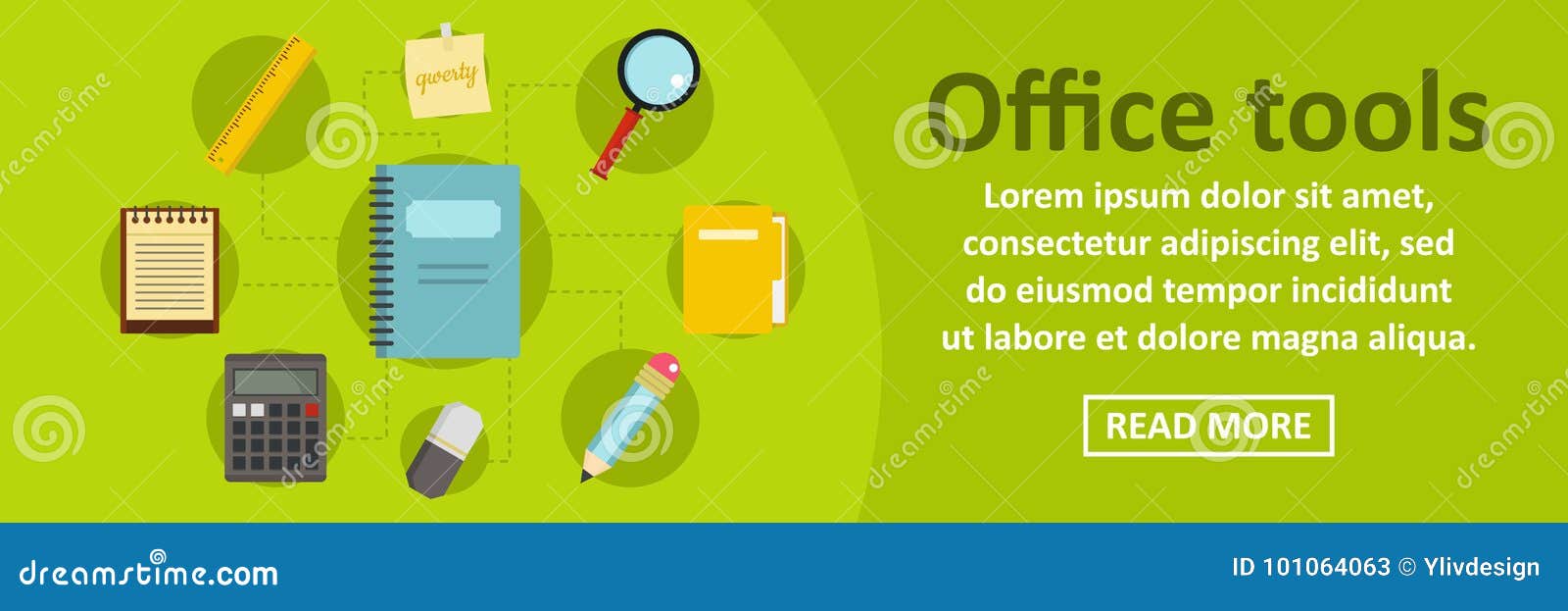 Office Tools Banner Horizontal Concept Stock Vector - Illustration of ...