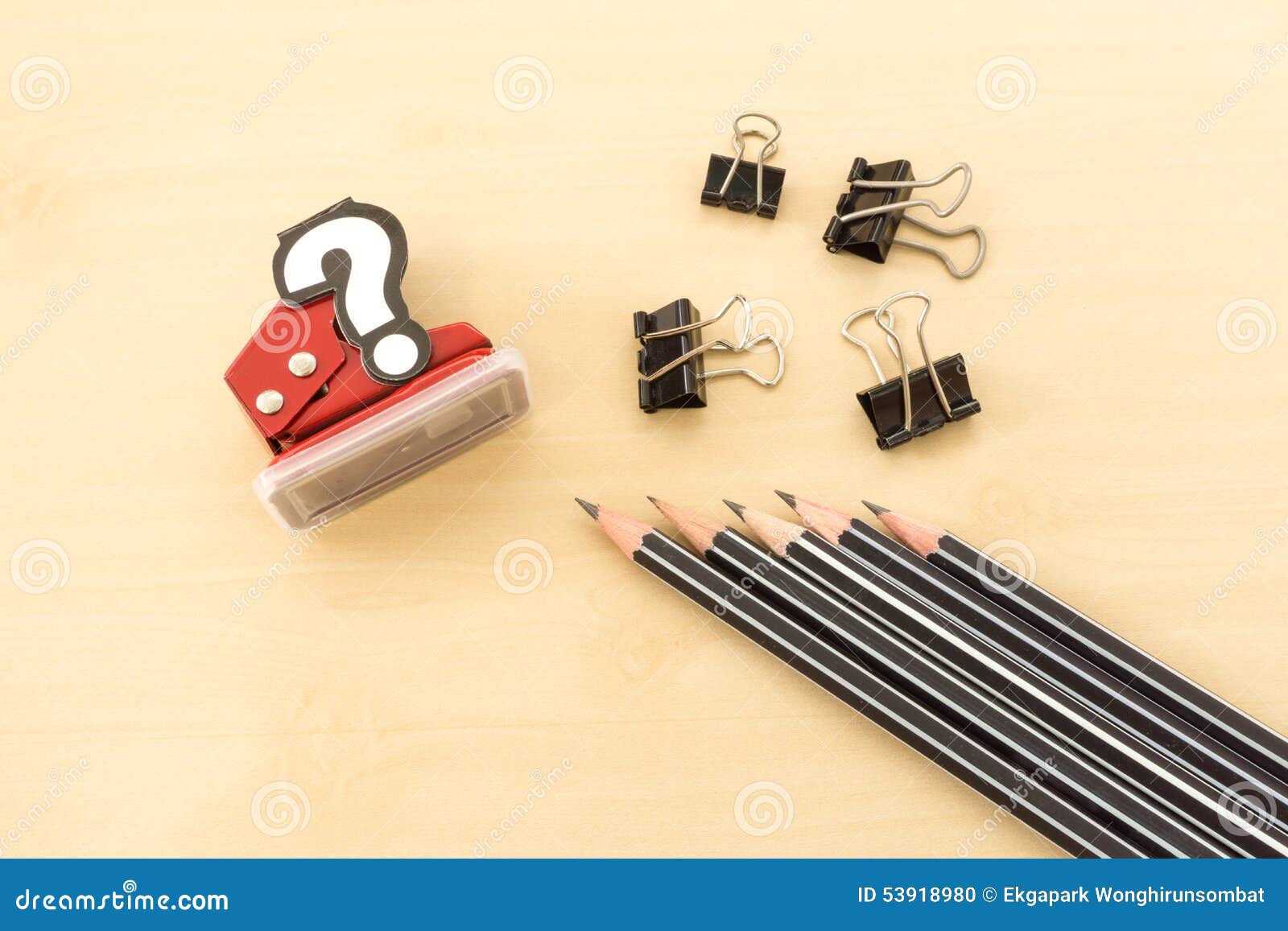 Office Tools Contain Pencil, Paperclip and Hole Punch Stock Photo ...