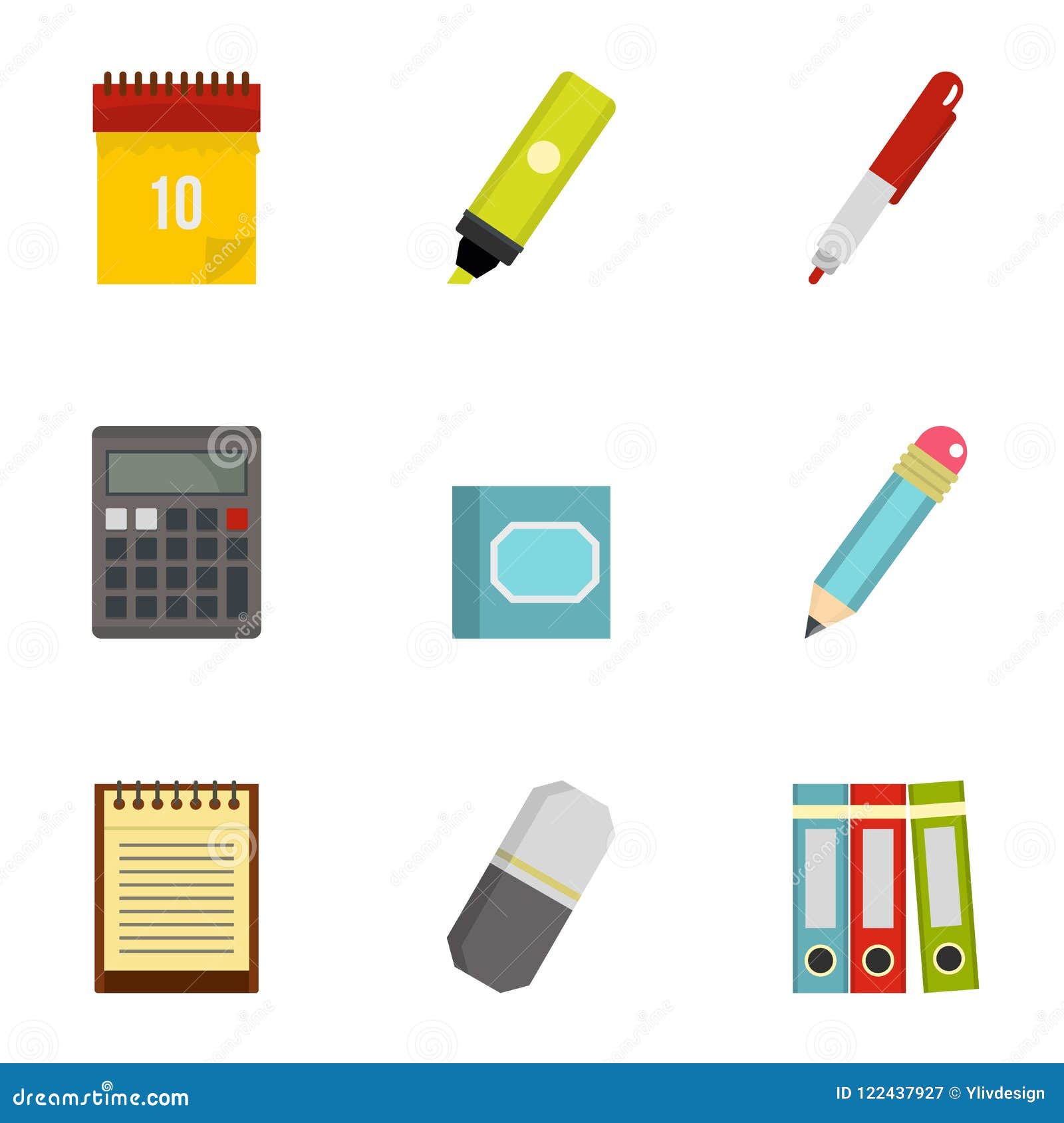 Office Tools Icon Set, Flat Style Stock Vector - Illustration of ...