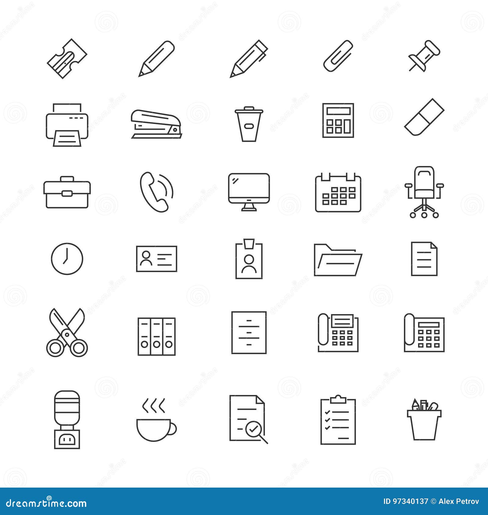 30 Office Tools Icons stock vector. Illustration of professional - 97340137