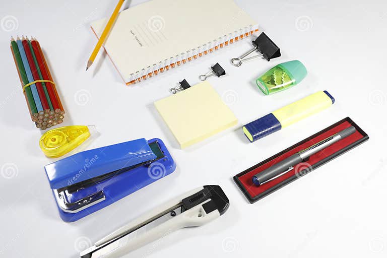 Office Tools Isolated on White Background Stock Photo - Image of gray ...
