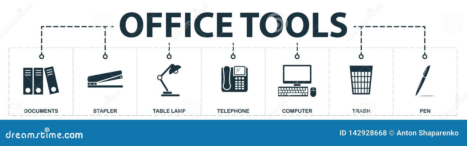 Office Tools Set Icons Collection. Includes Simple Elements Such As ...