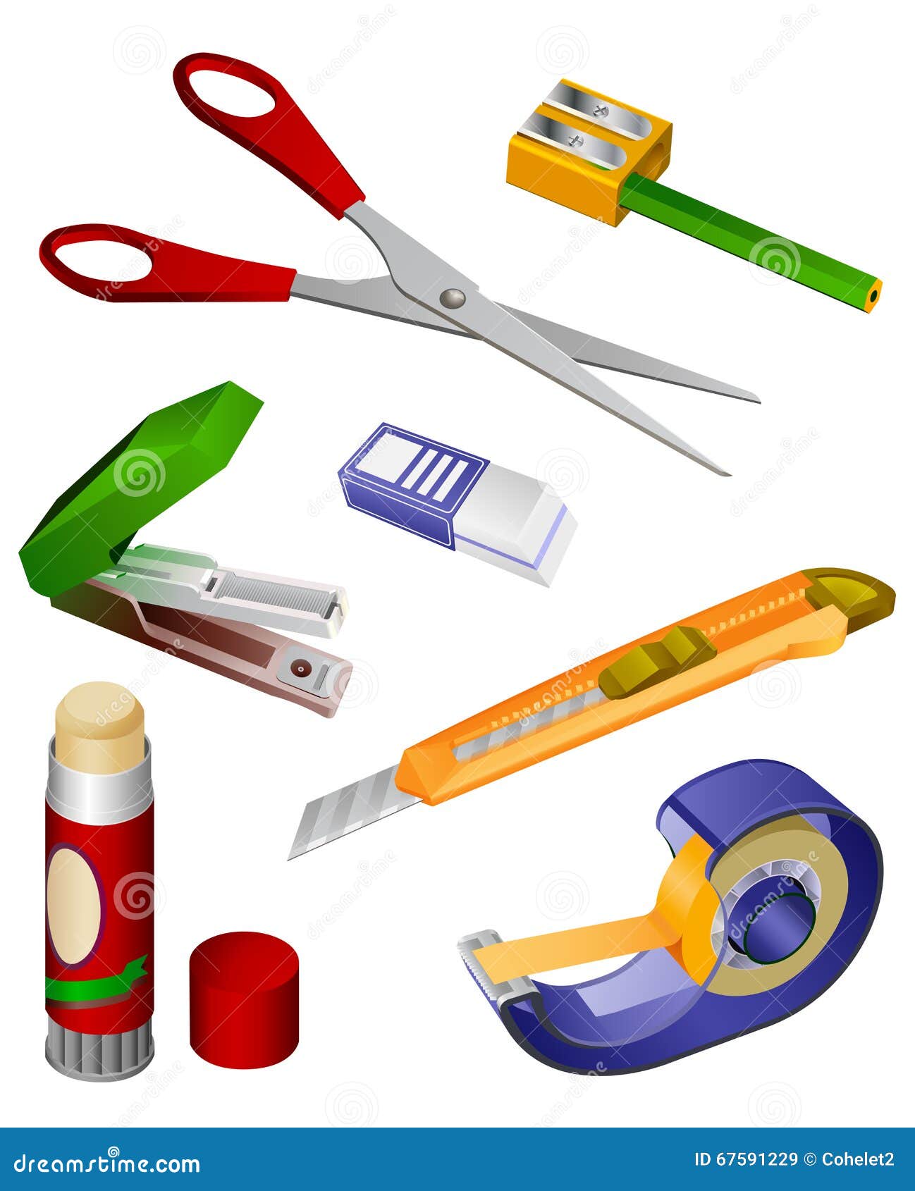 Office Tools stock vector. Illustration of cutter, background - 67591229