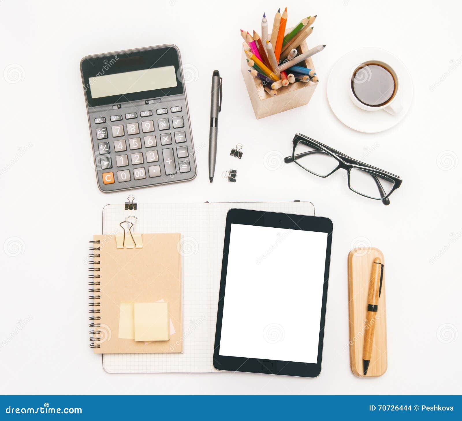 Office tools on table stock photo. Image of copyspace - 70726444