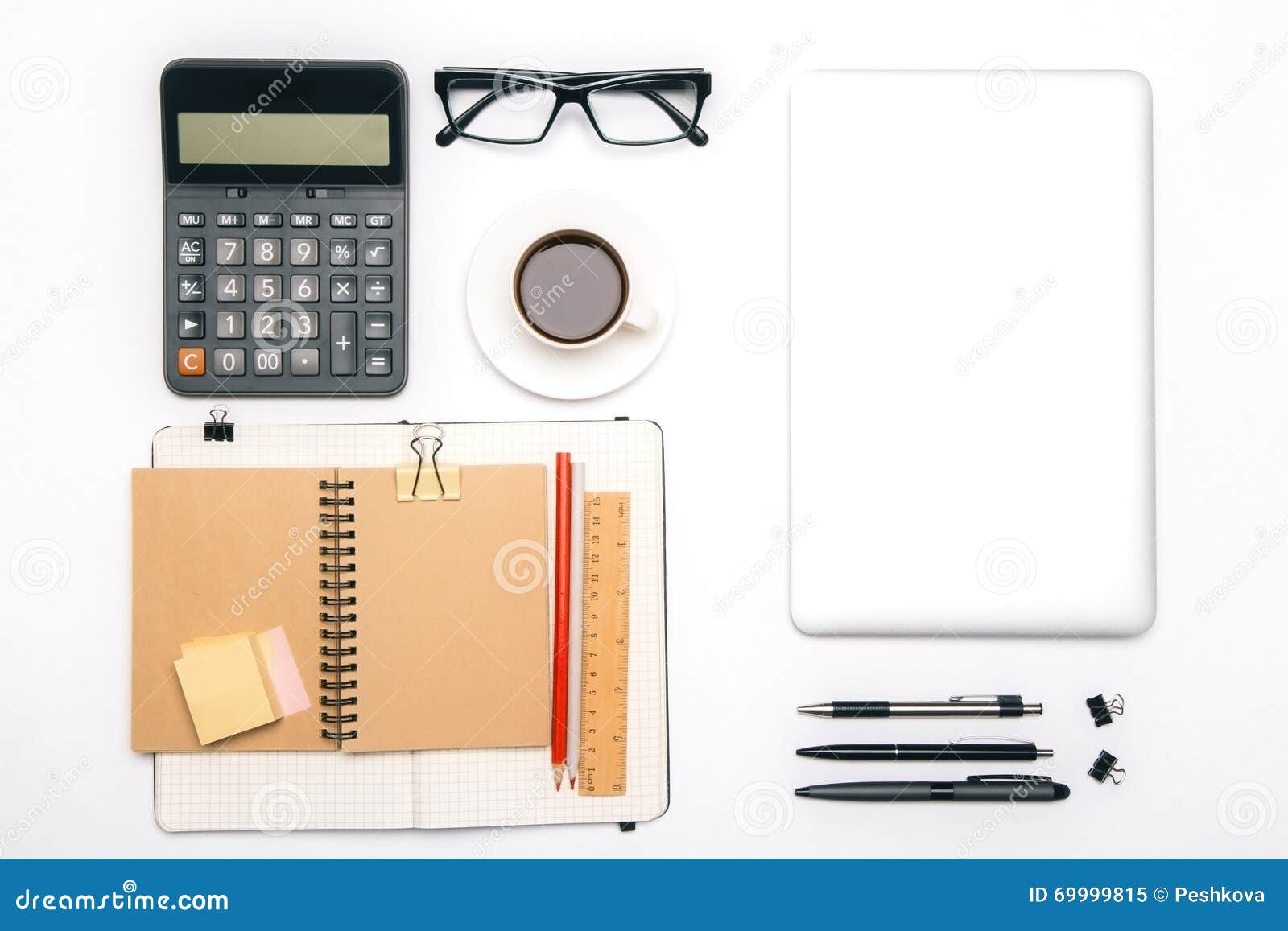 Office tools and tablet stock image. Image of desktop - 69999815