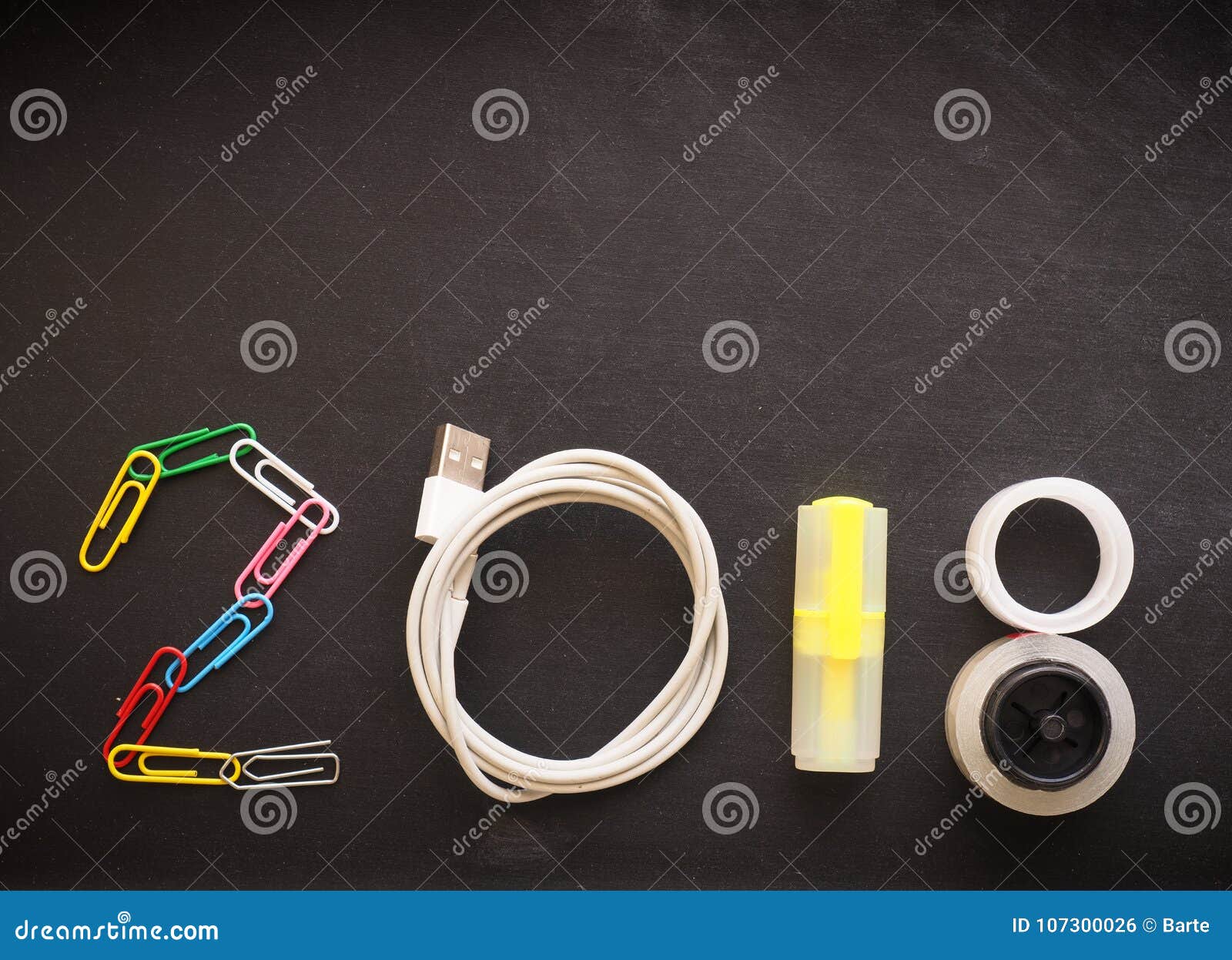 Office Utensils with Number 2018 Stock Photo - Image of texture ...