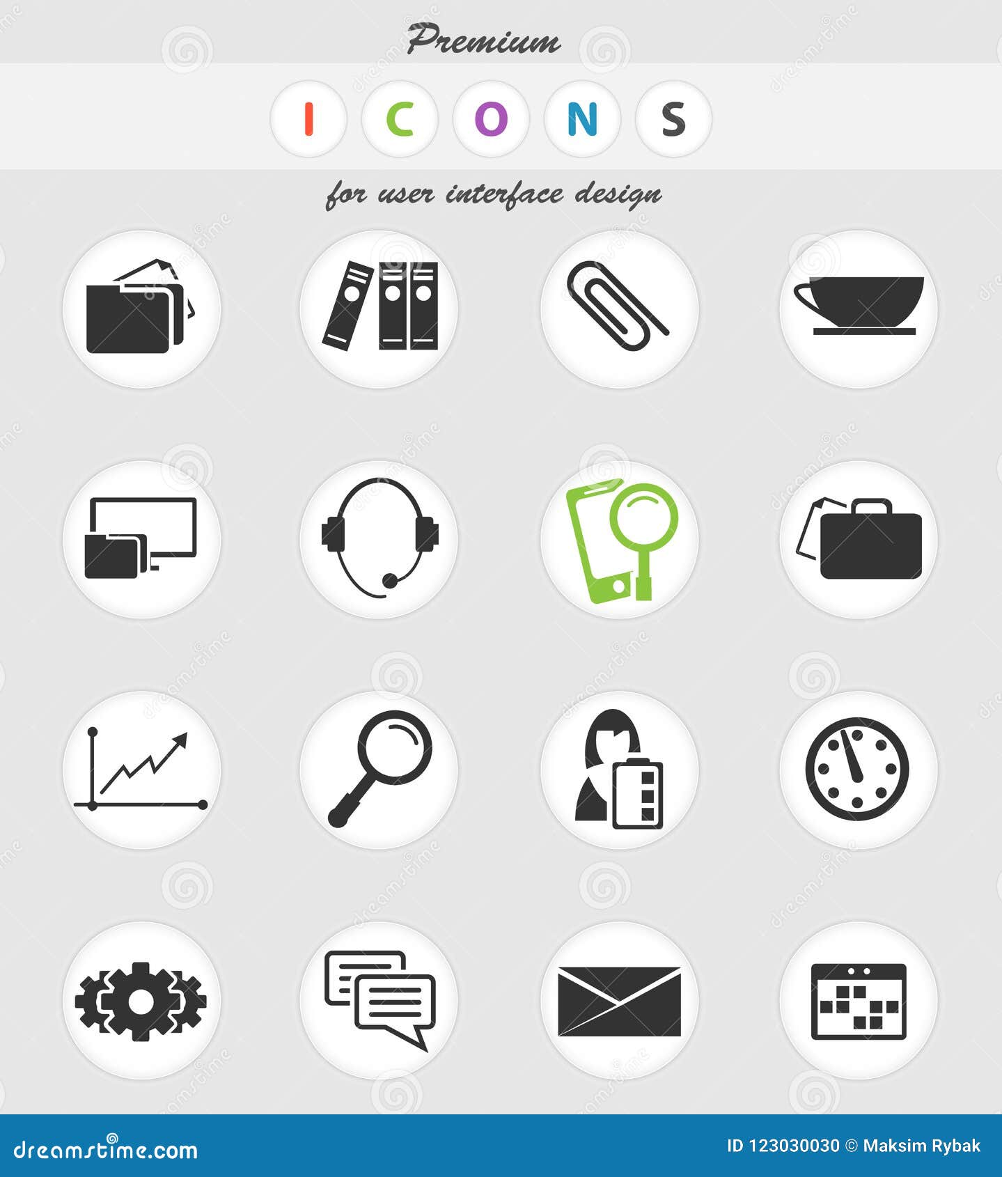 Office icon set stock vector. Illustration of suitcase - 123030030