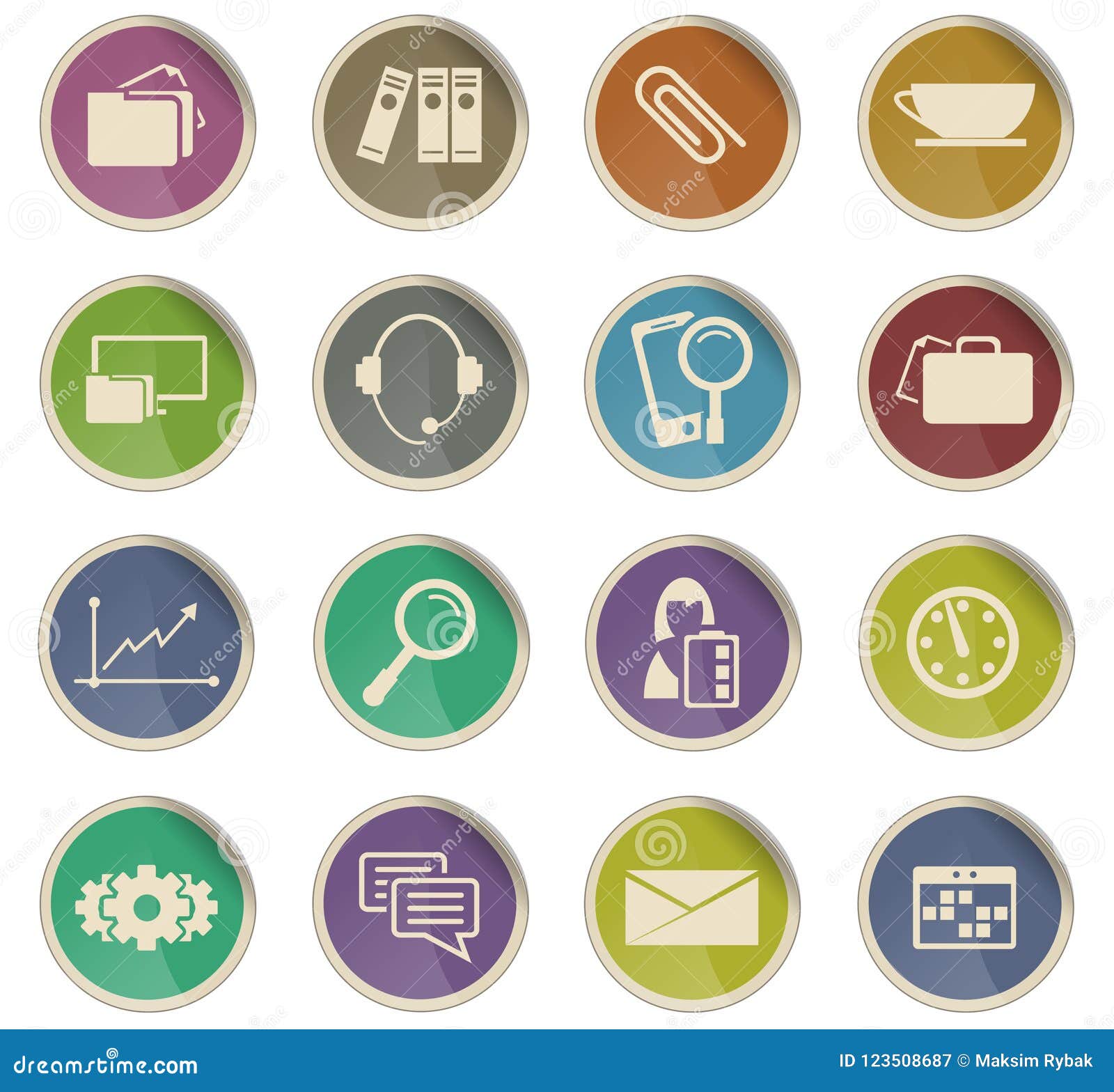 Office icon set stock vector. Illustration of glass - 123508687