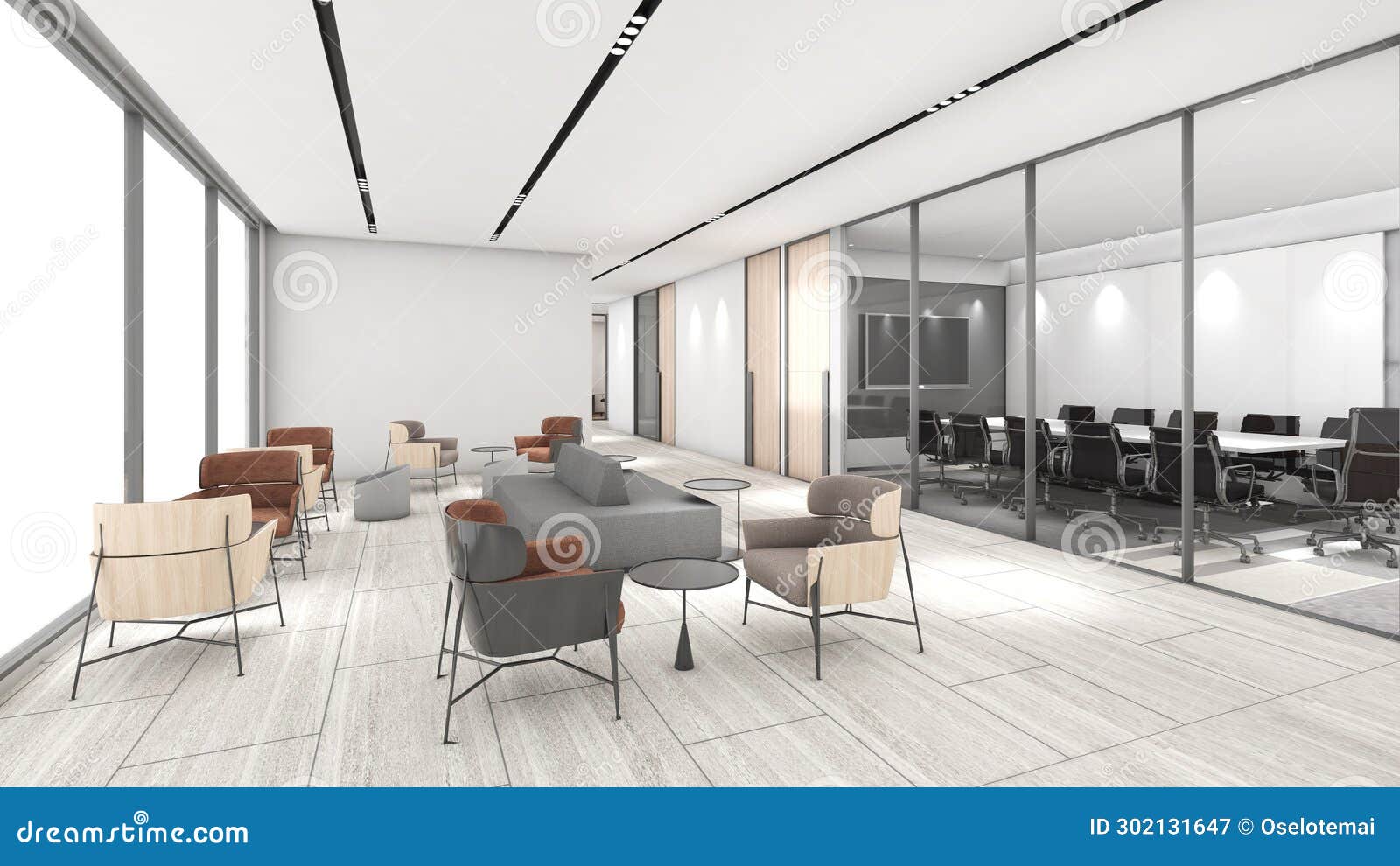 Office Waiting Areas and Corridors in the Building, Office Space,3d ...