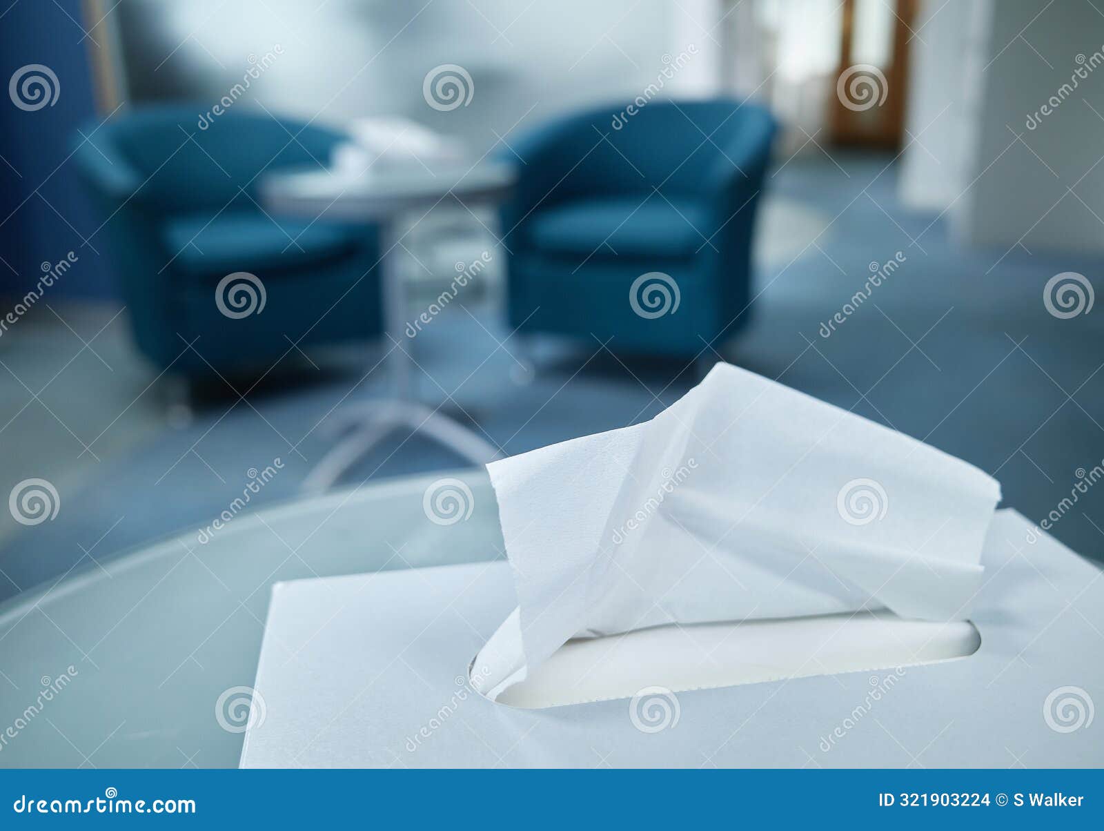 Box of Tissues on Table, in Office Waiting Room. Stock Photo - Image of ...