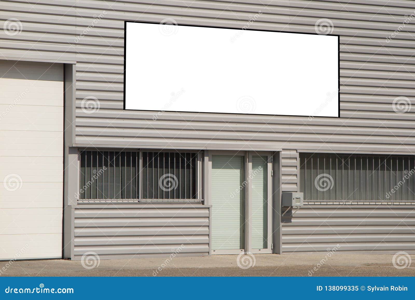 Office Warehouse Building with Blank Billboard Banner Stock Image ...