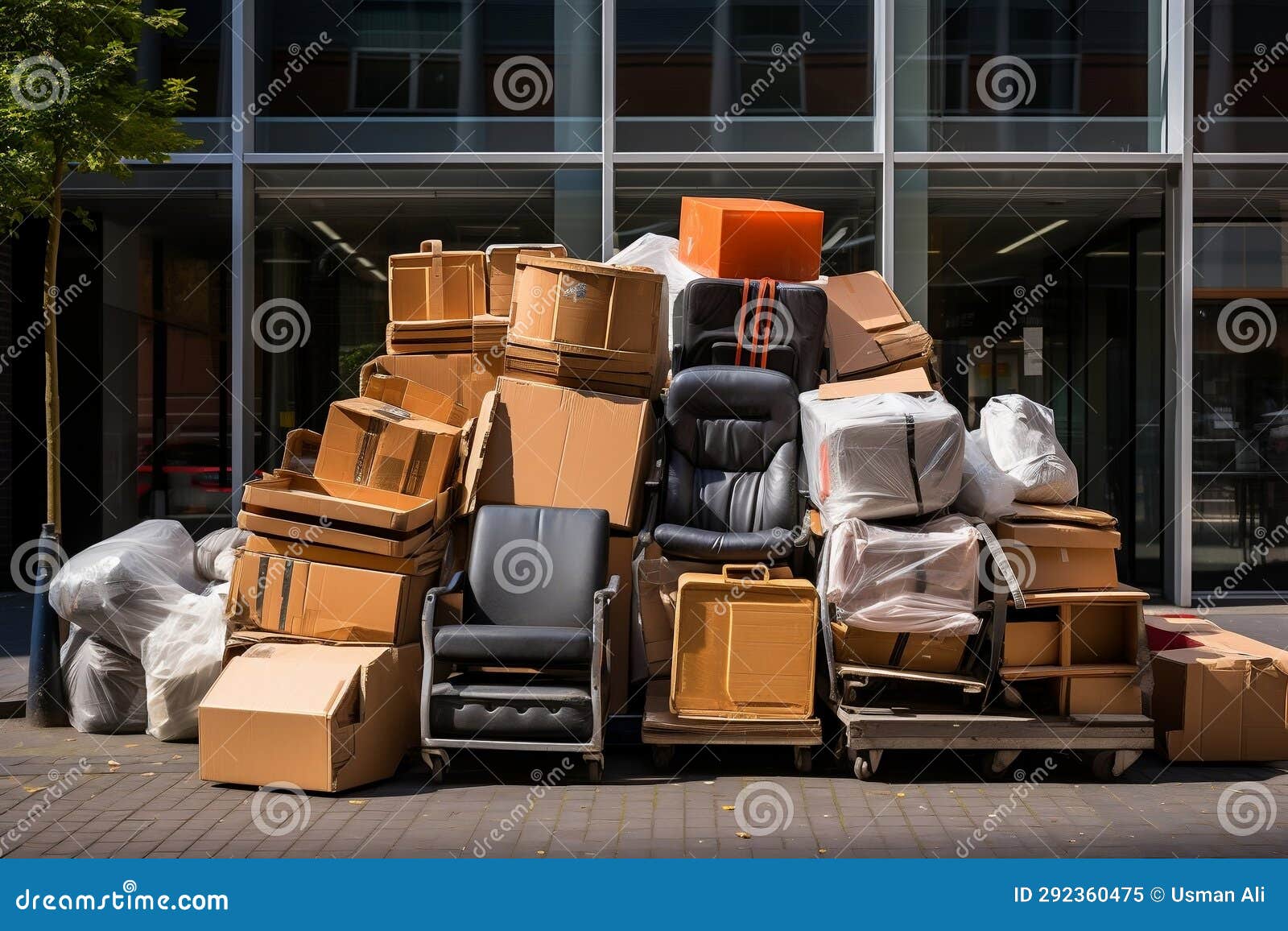 Office Waste Prepared for Disposal Outside Office Premises. AI Stock ...