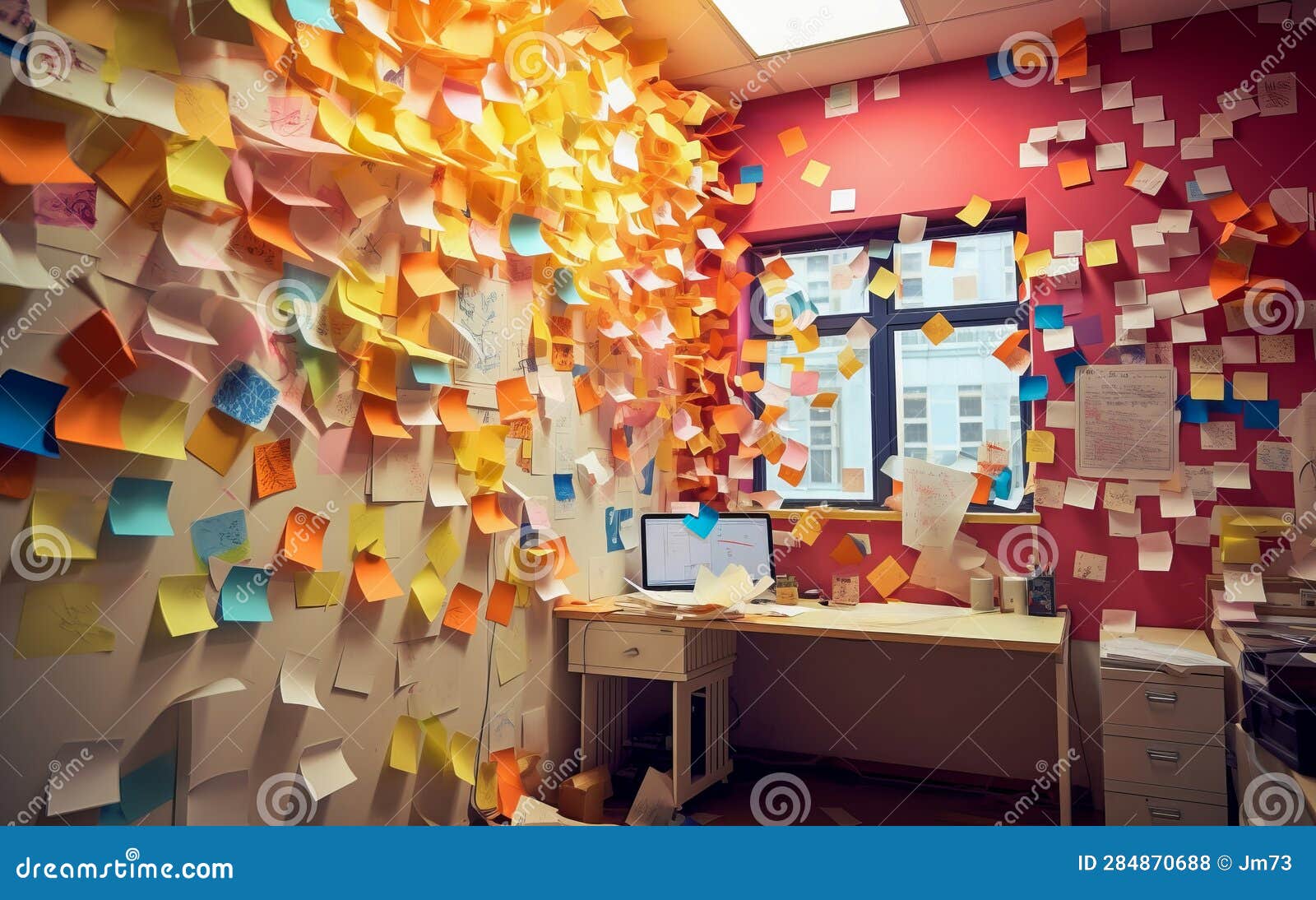 Office Whose Walls are Plastered with Incredible Amount of Sticky Notes ...
