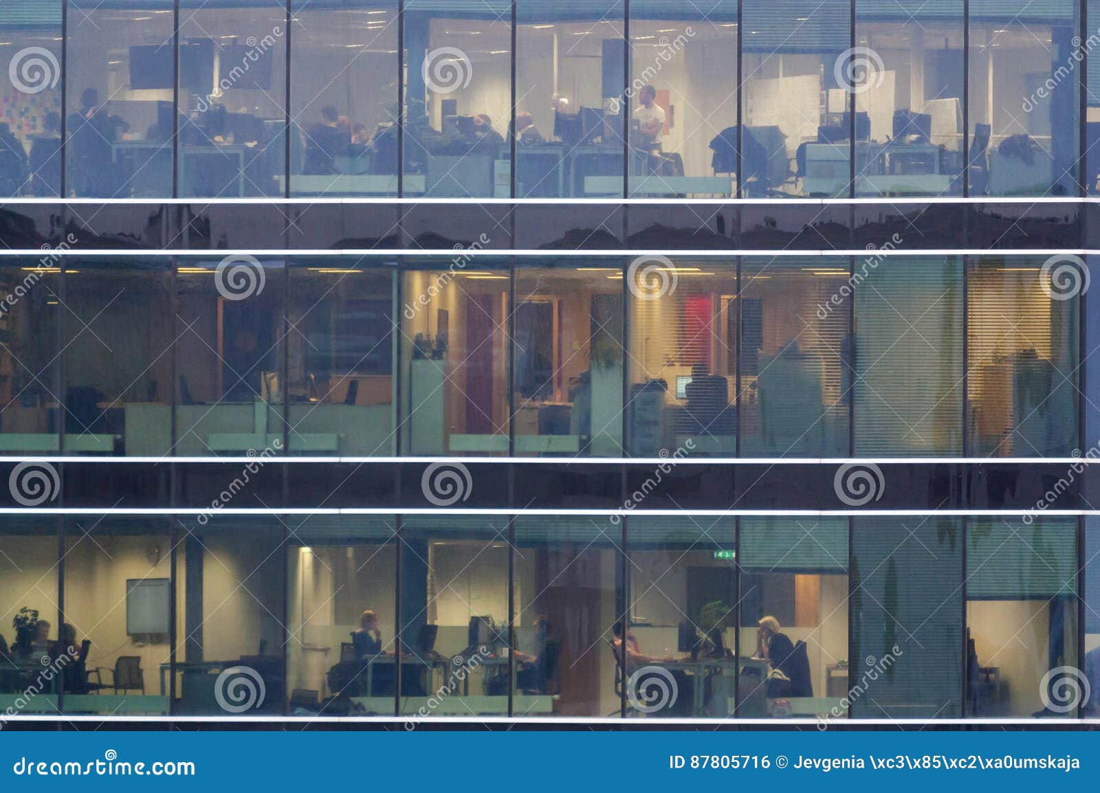 Office Window View on Working People Editorial Photo - Image of late ...