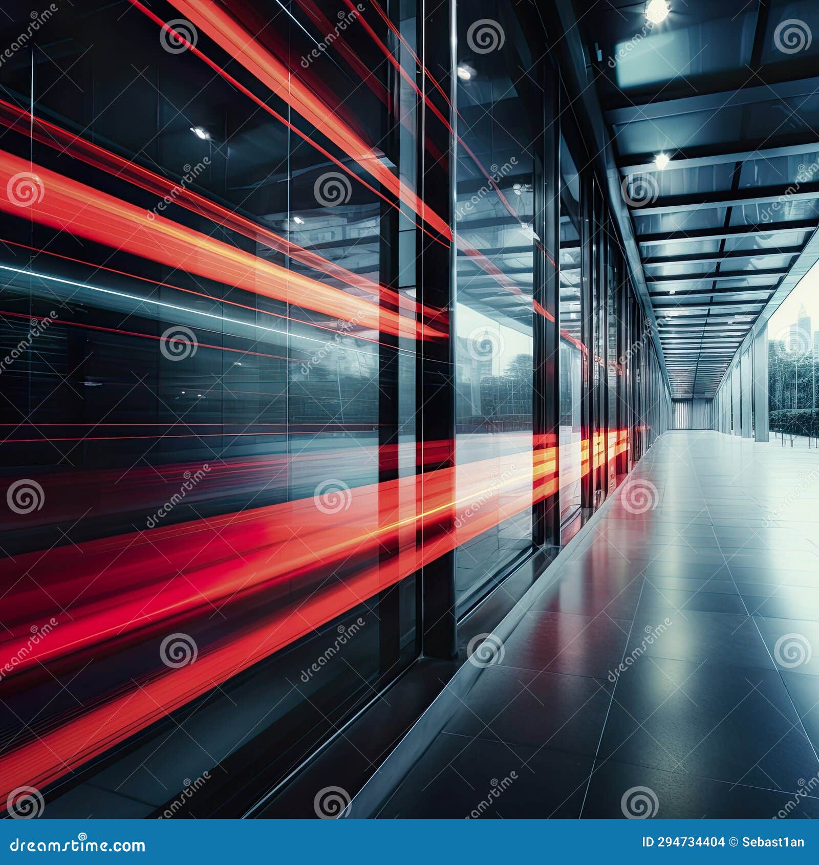 Office Windows with Blurred Lights Create a Dynamic Business Background ...