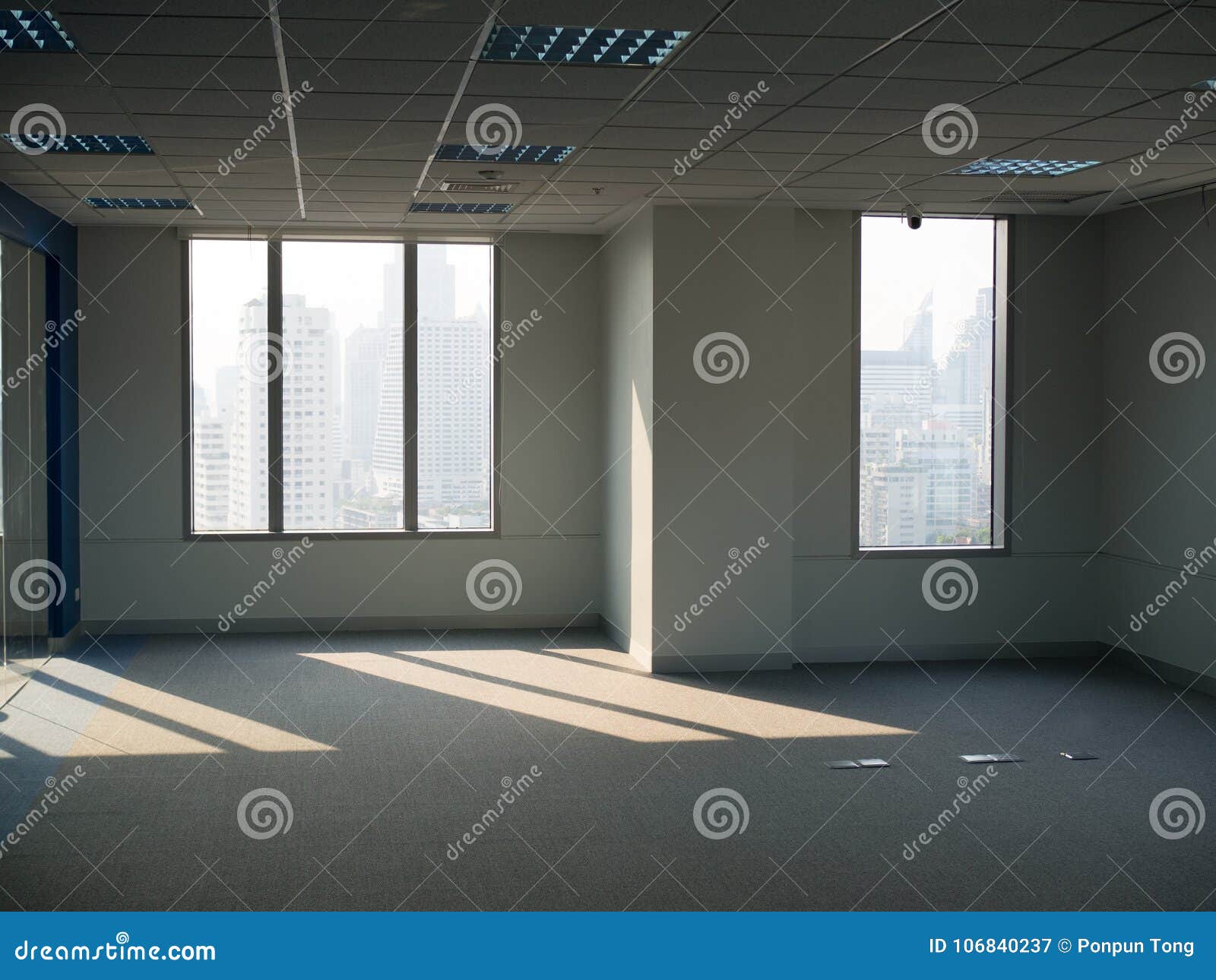 Office Windows, Empty Work Space Stock Image - Image of interior ...