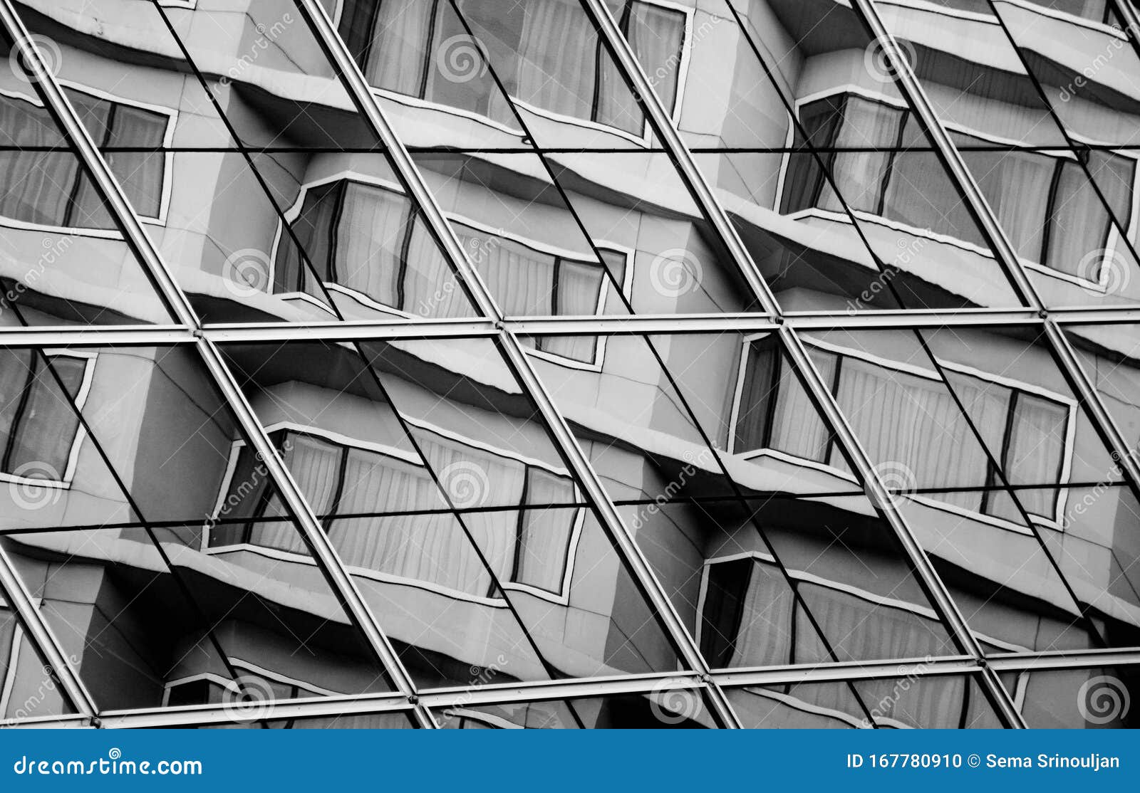 Office Windows with Reflection of Window. Stock Photo - Image of window ...