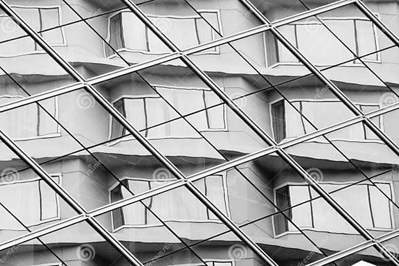 Office Windows with Reflection of Window Stock Image - Image of ...