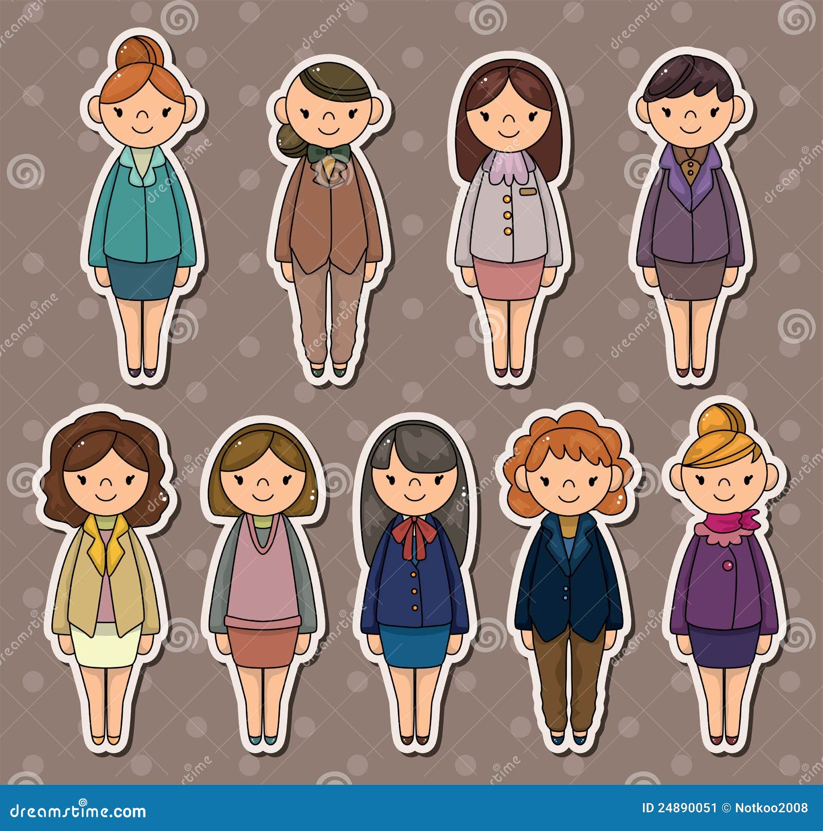 Office woman stickers stock vector. Illustration of hair - 24890051