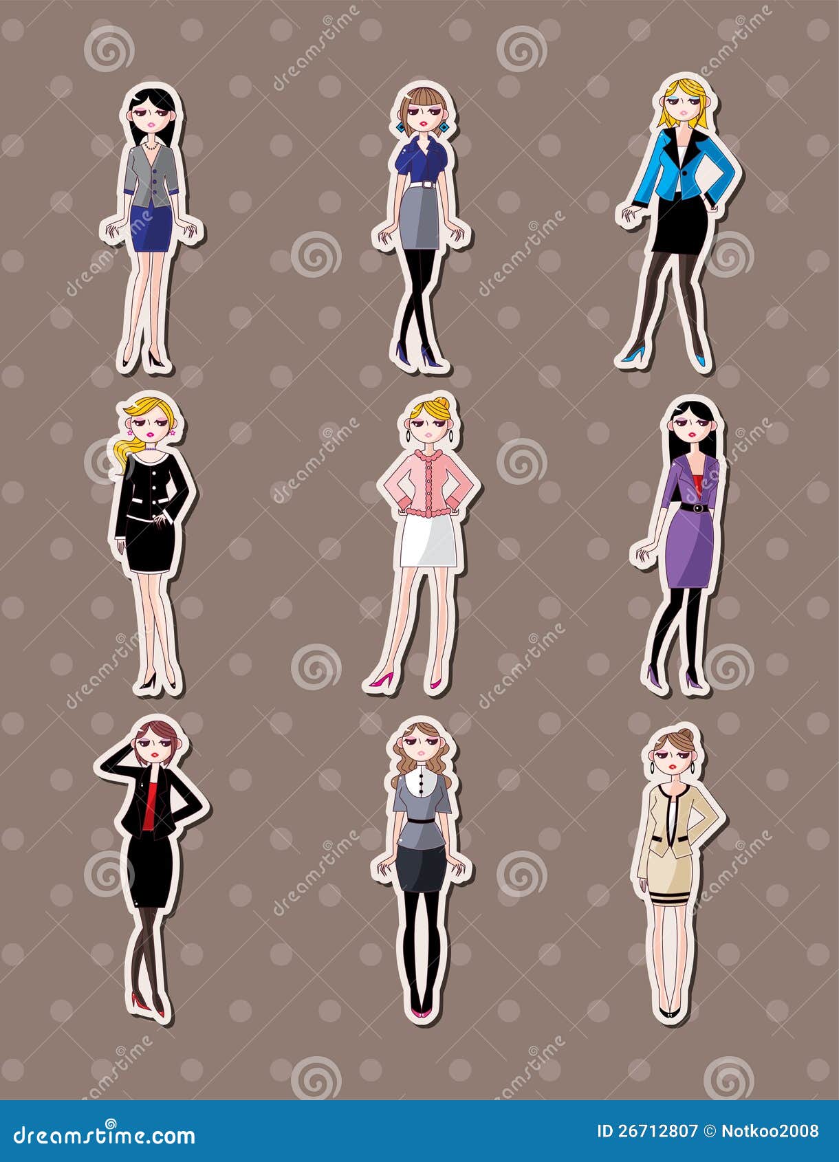 Office woman stickers stock vector. Illustration of hair - 26712807