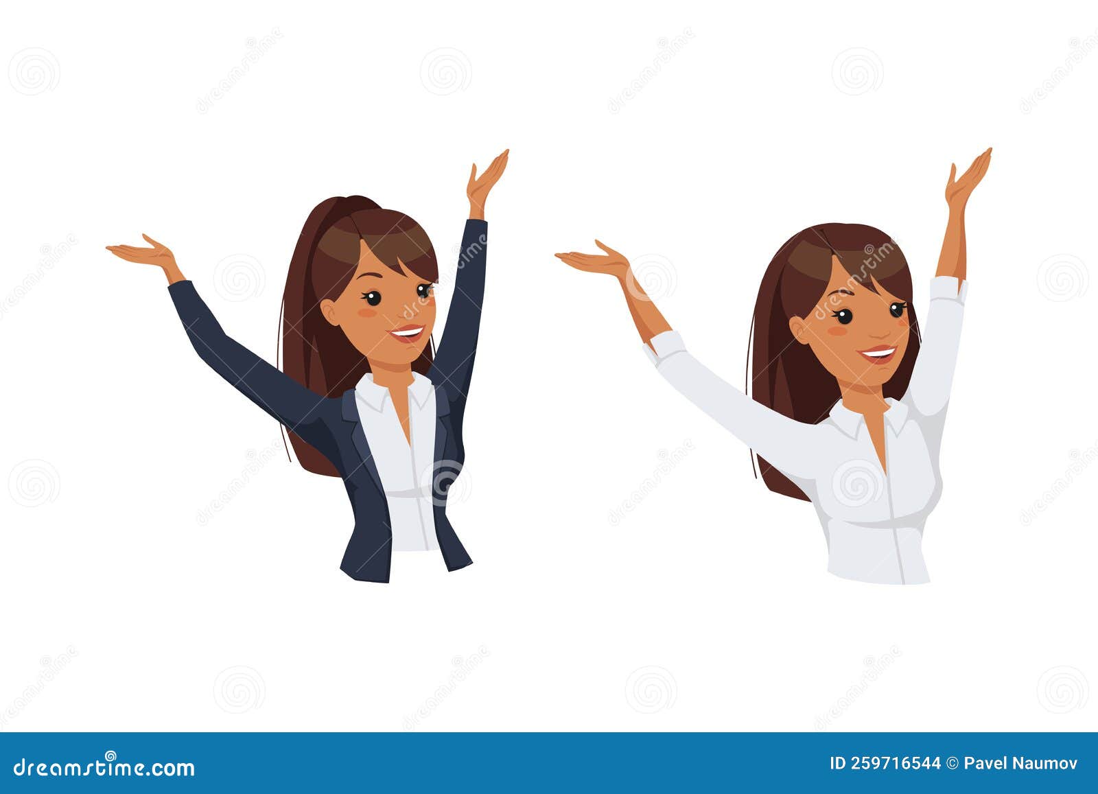 Office Woman Upper Body With Arms As Constructor And Creation Vector Set Stock Vector