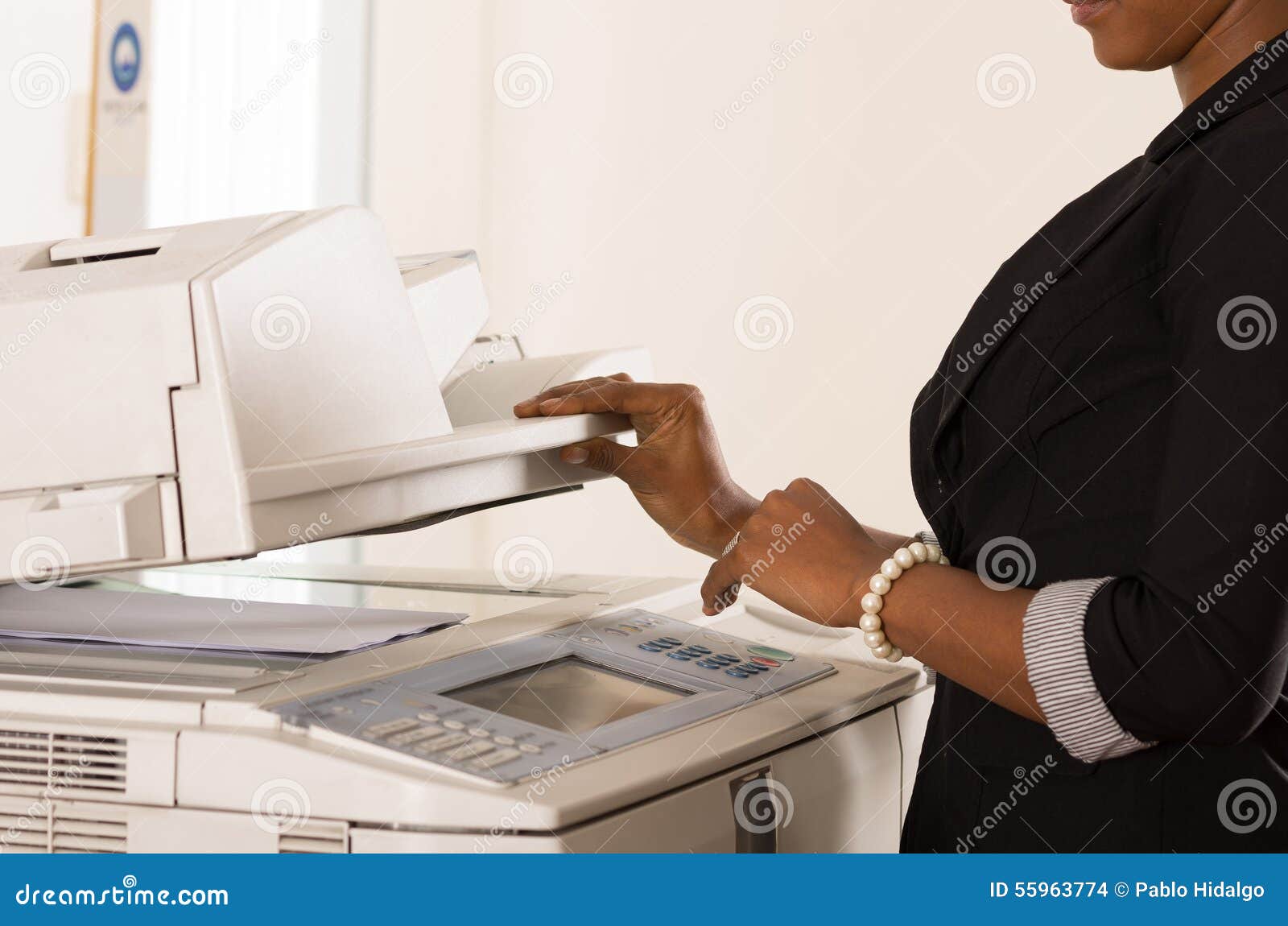 Office Woman Working Copy Machine Stock Photo - Image of person, casual ...