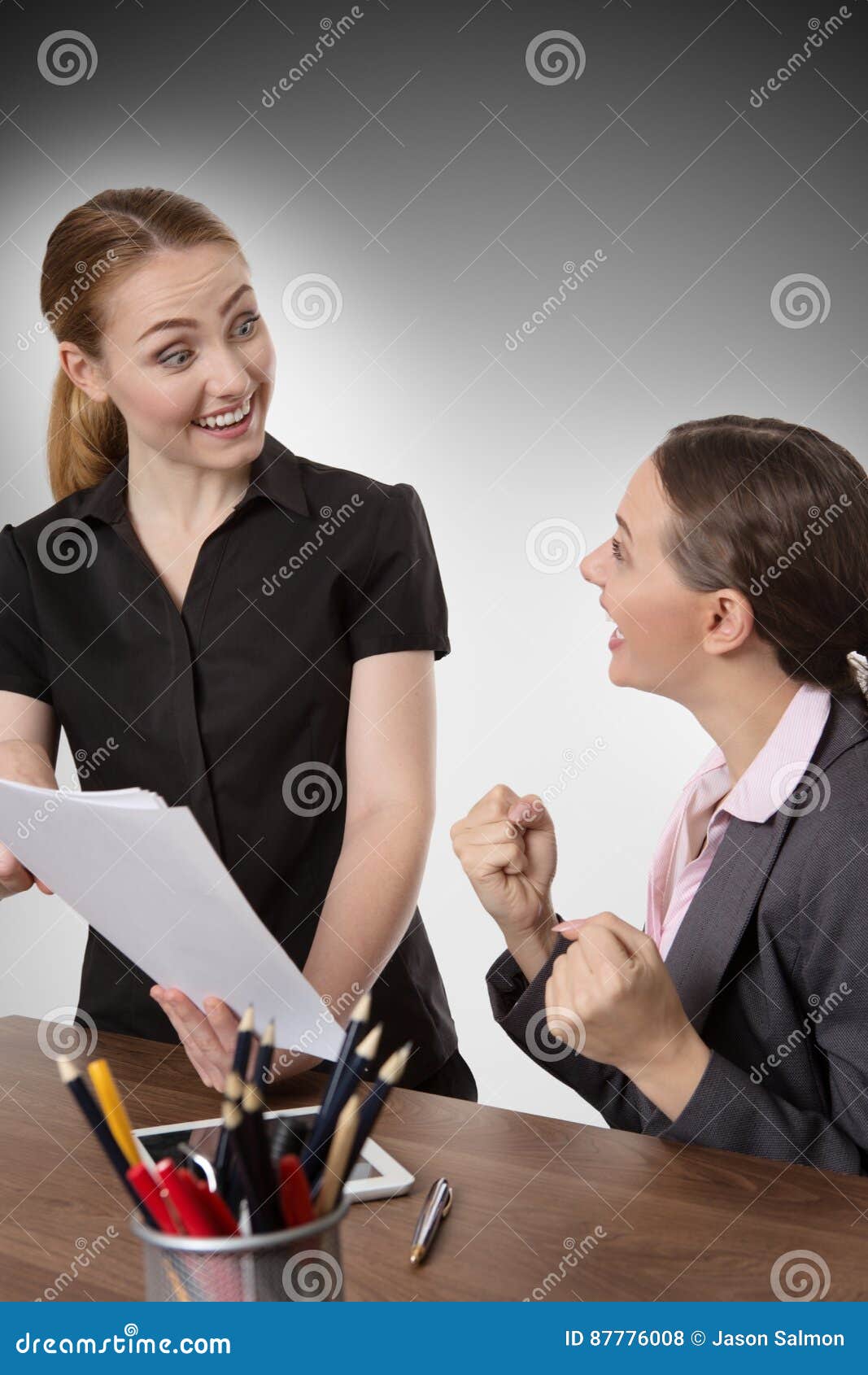 Office Women Looking at Documents Stock Photo - Image of people ...