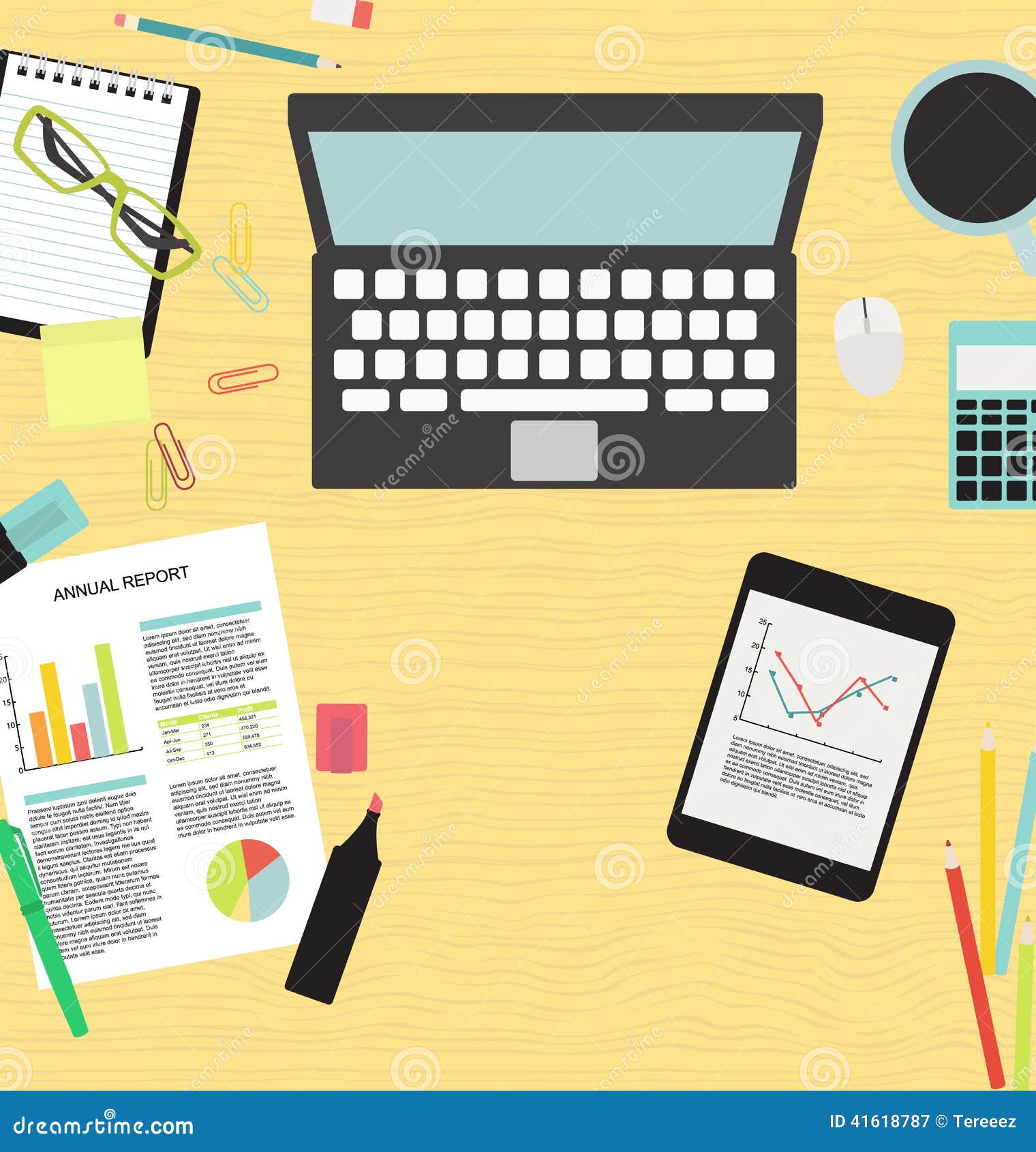 Managers Table from the Top Illustration Stock Illustration ...
