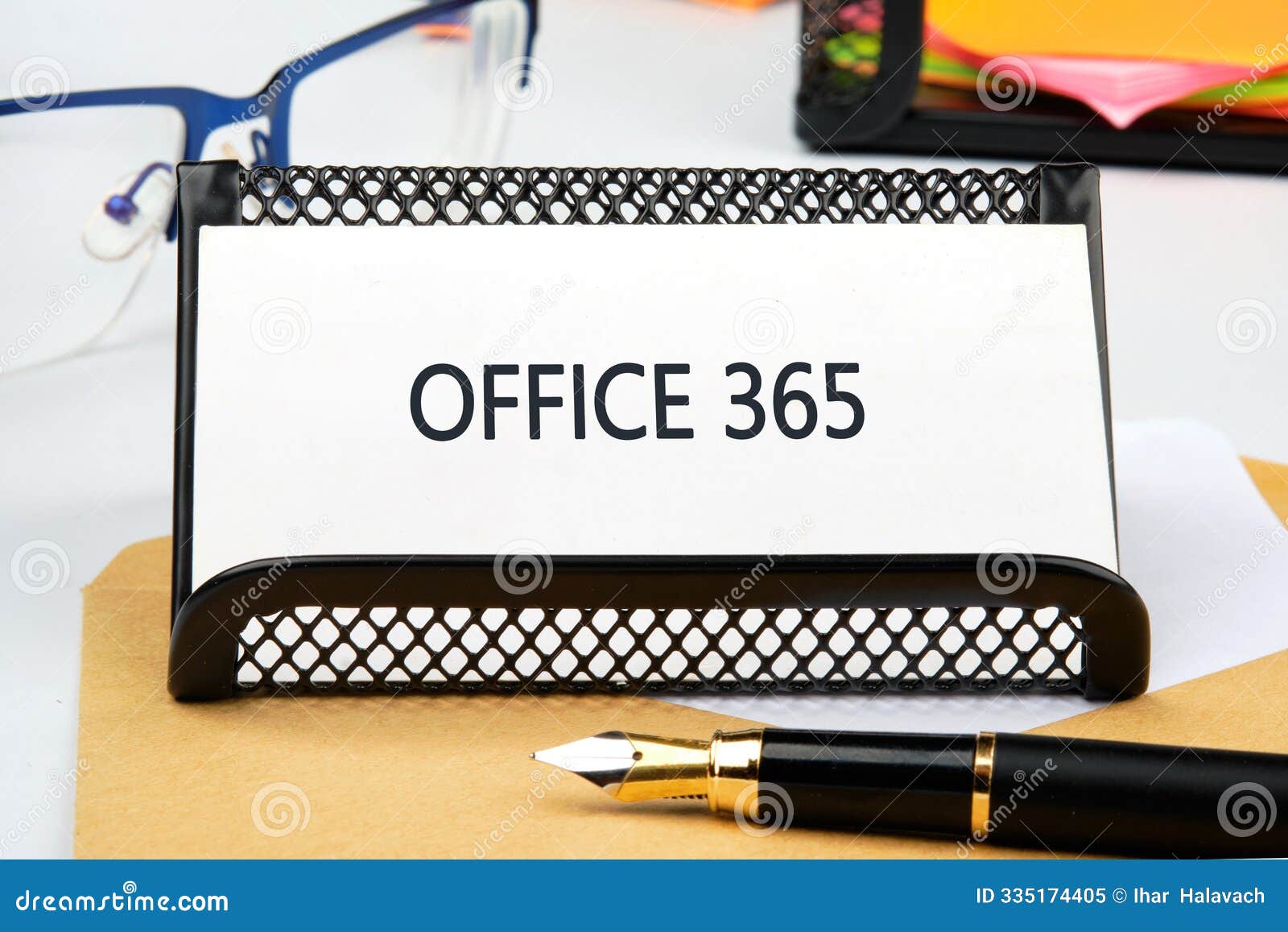 OFFICE 365 Words Written in a Business Card on a Stand Stock Image ...