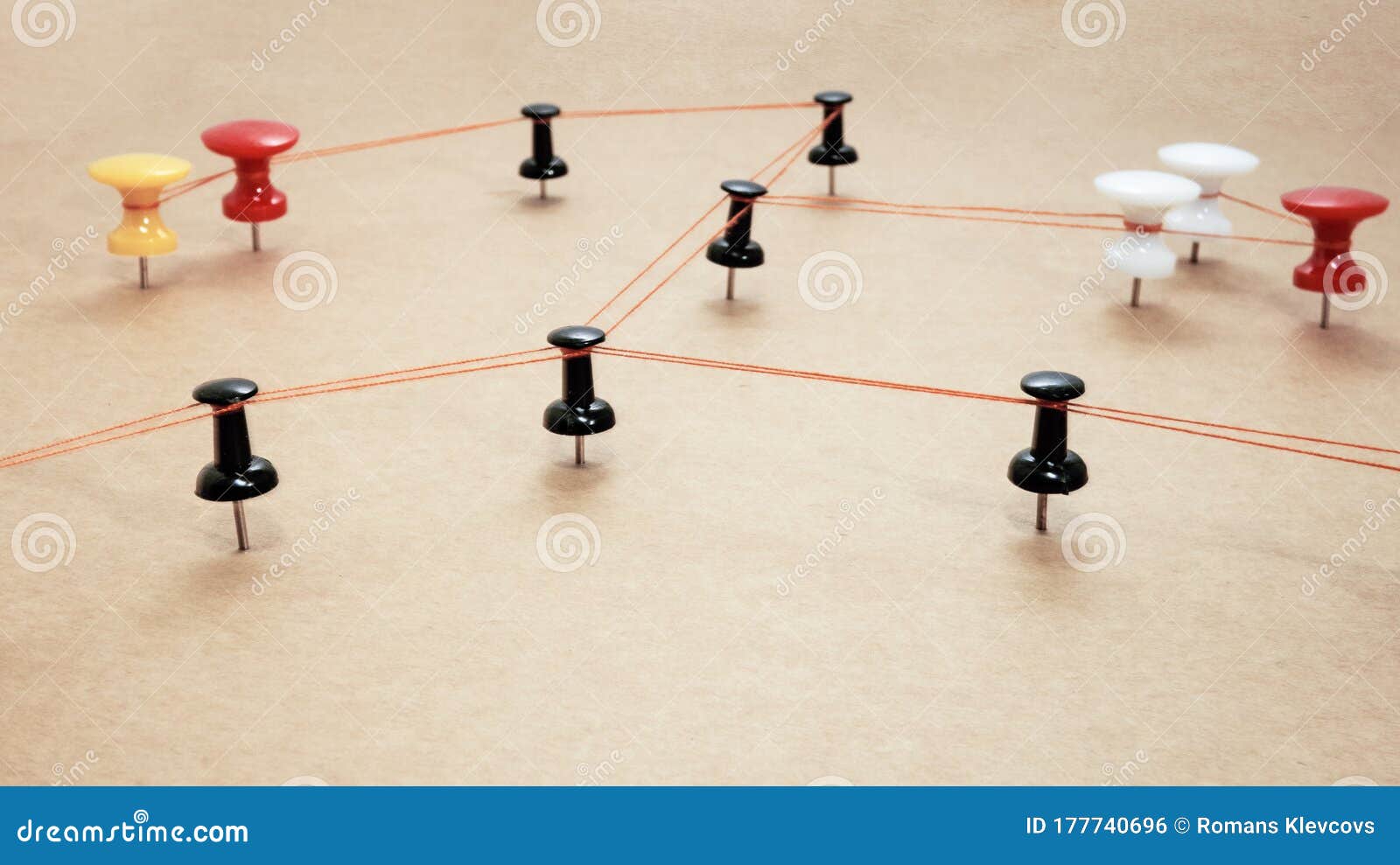 Office Work Abstract Photo. Wired Points on Wooden Surface Stock Photo ...