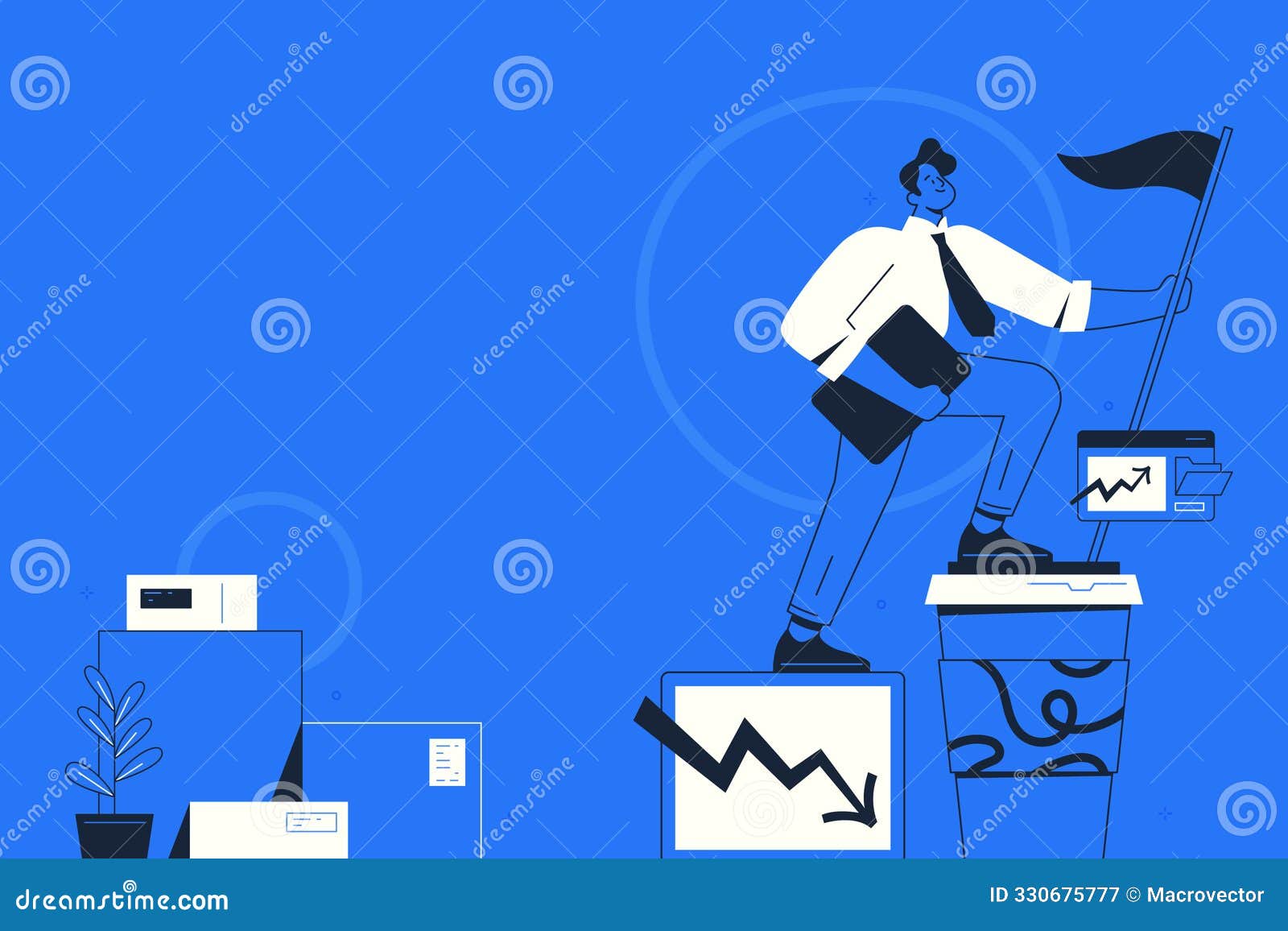 Office Work Background in Hand Drawn Style Stock Illustration ...