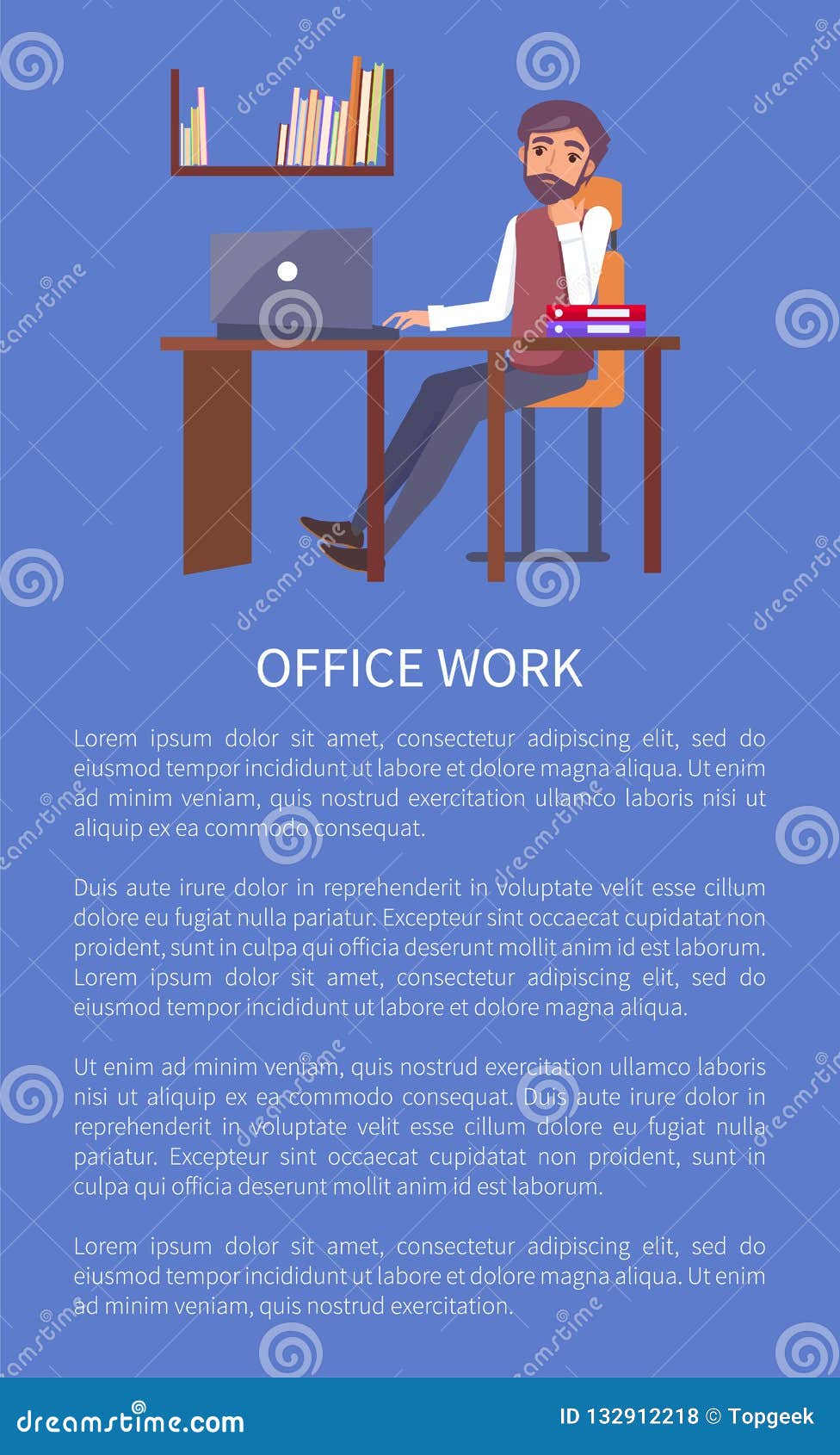 Office Work Banner Text Sample and Man Workplace Stock Vector ...