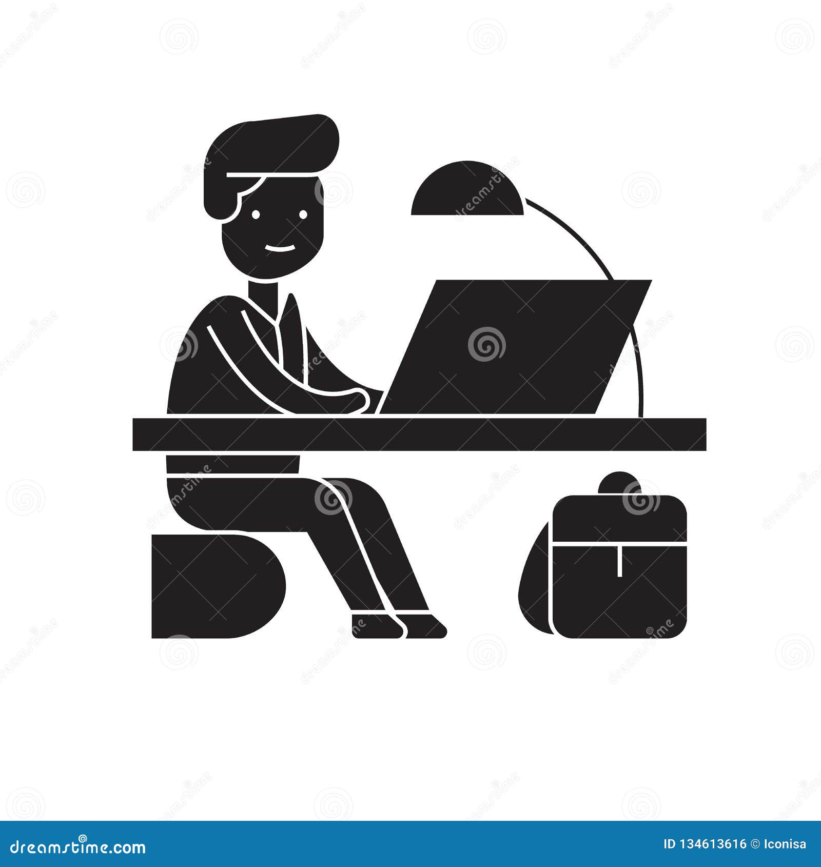 Office Work Black Vector Concept Icon. Office Work Flat Illustration ...