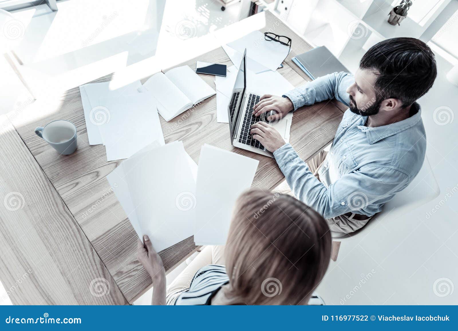 Busy Responsible Colleagues Spending Time Together and Working. Stock ...