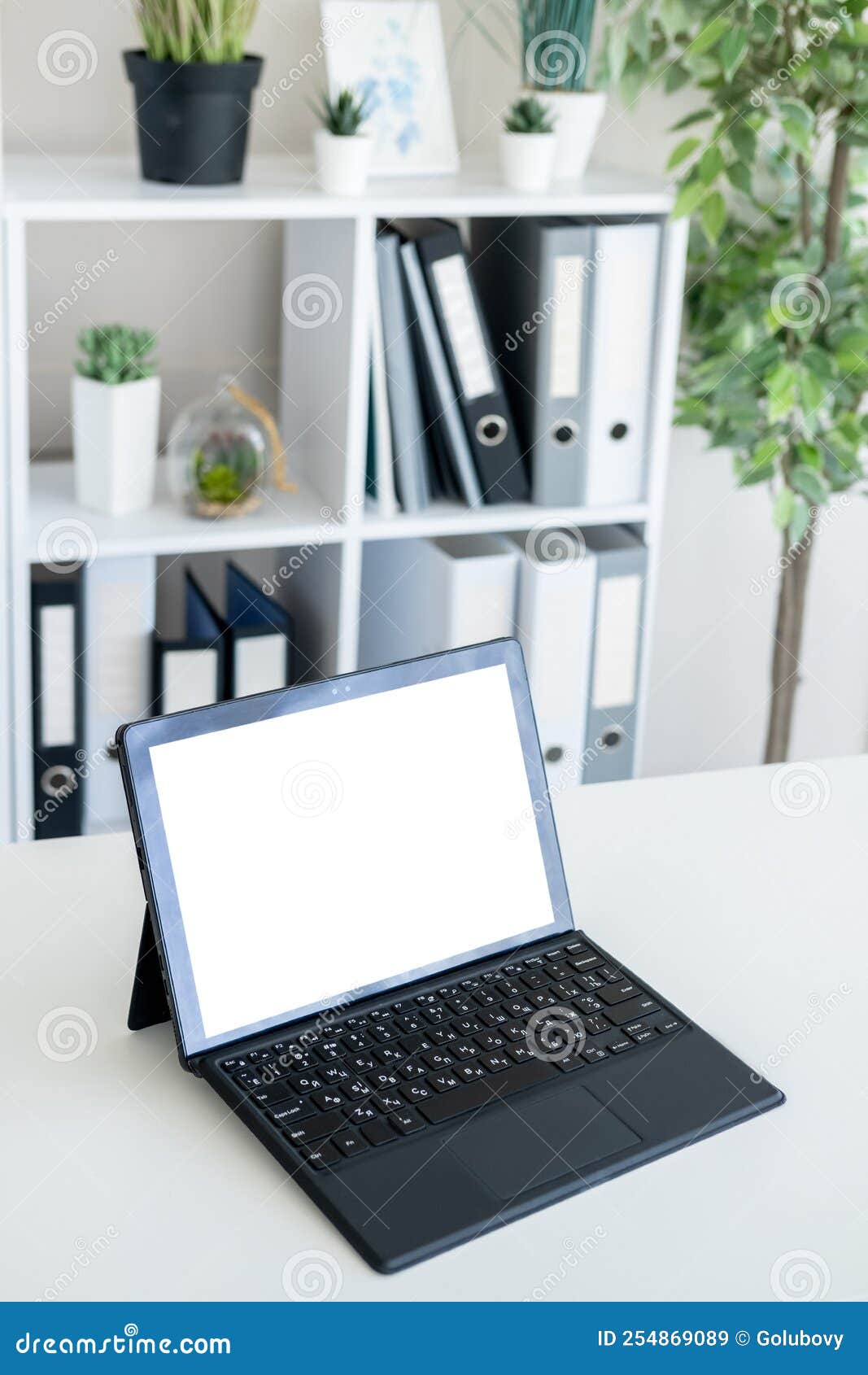 Office Work Computer Mockup Online Technology Stock Image - Image of ...